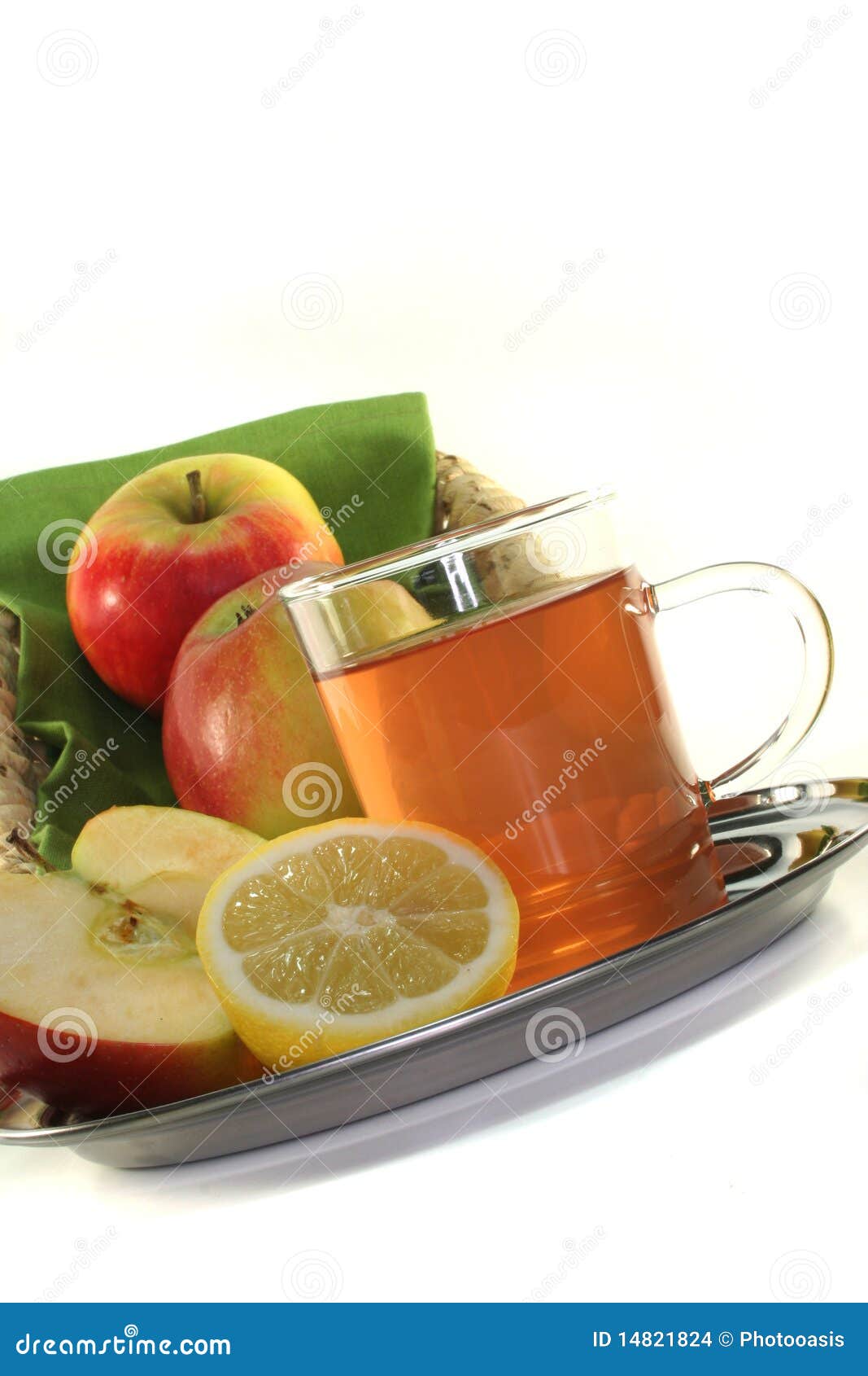 Apple-lemon tea stock photo. Image of cold, light, glass - 14821824