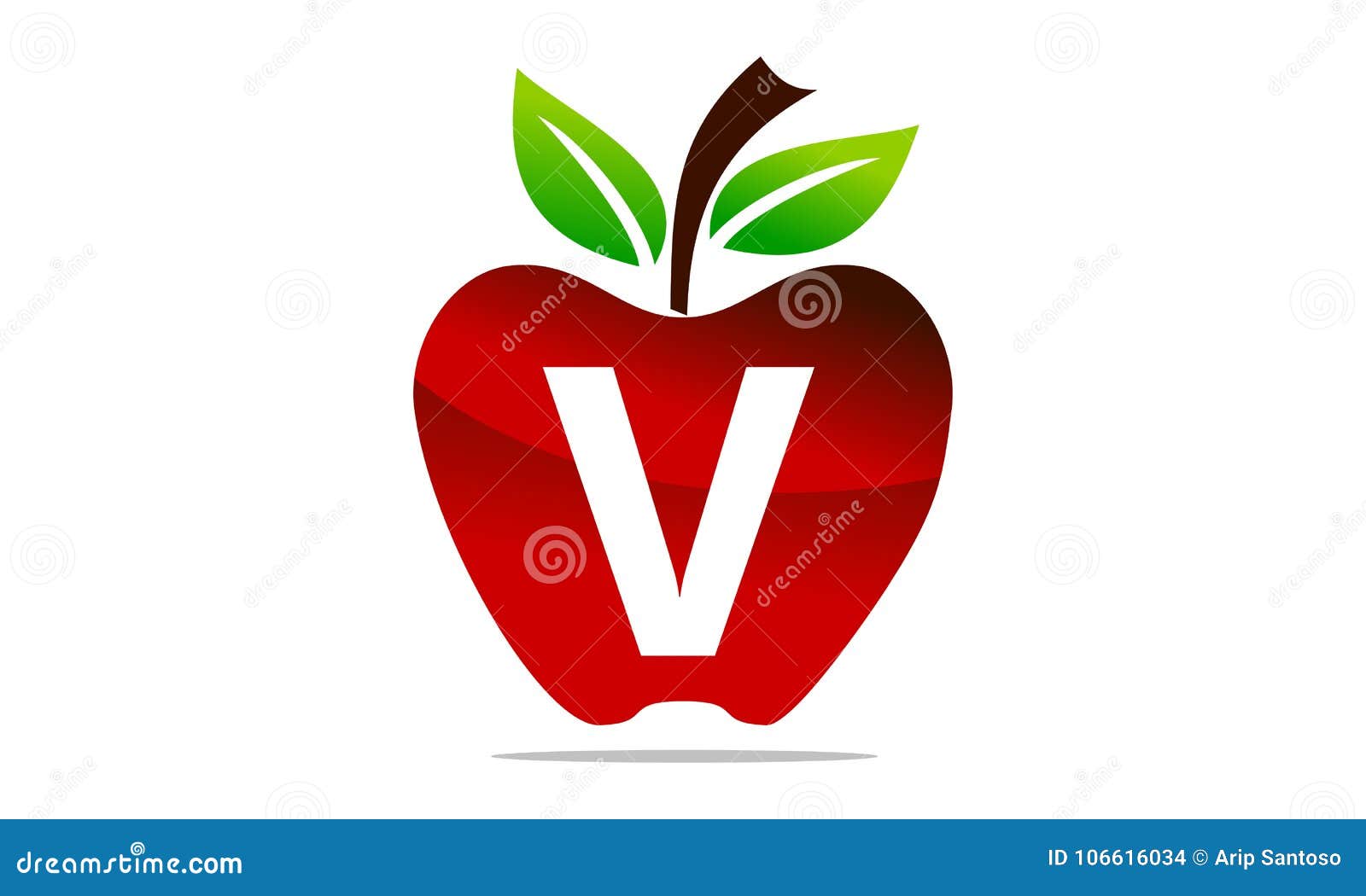 Apple Letter V Logo Design Template Stock Vector - Illustration of ...