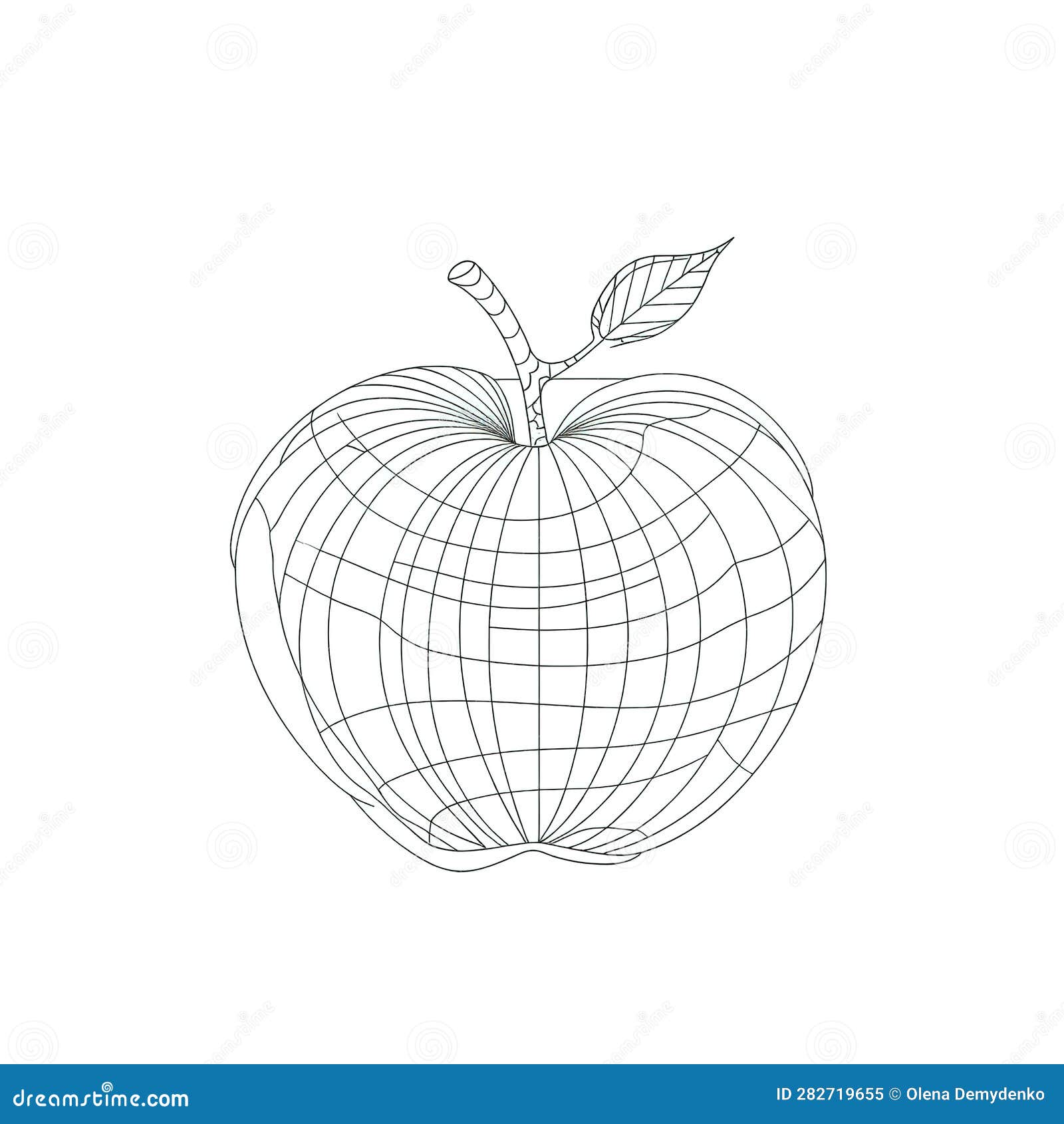 Apple in Line Art Style. Generative AI Stock Illustration ...