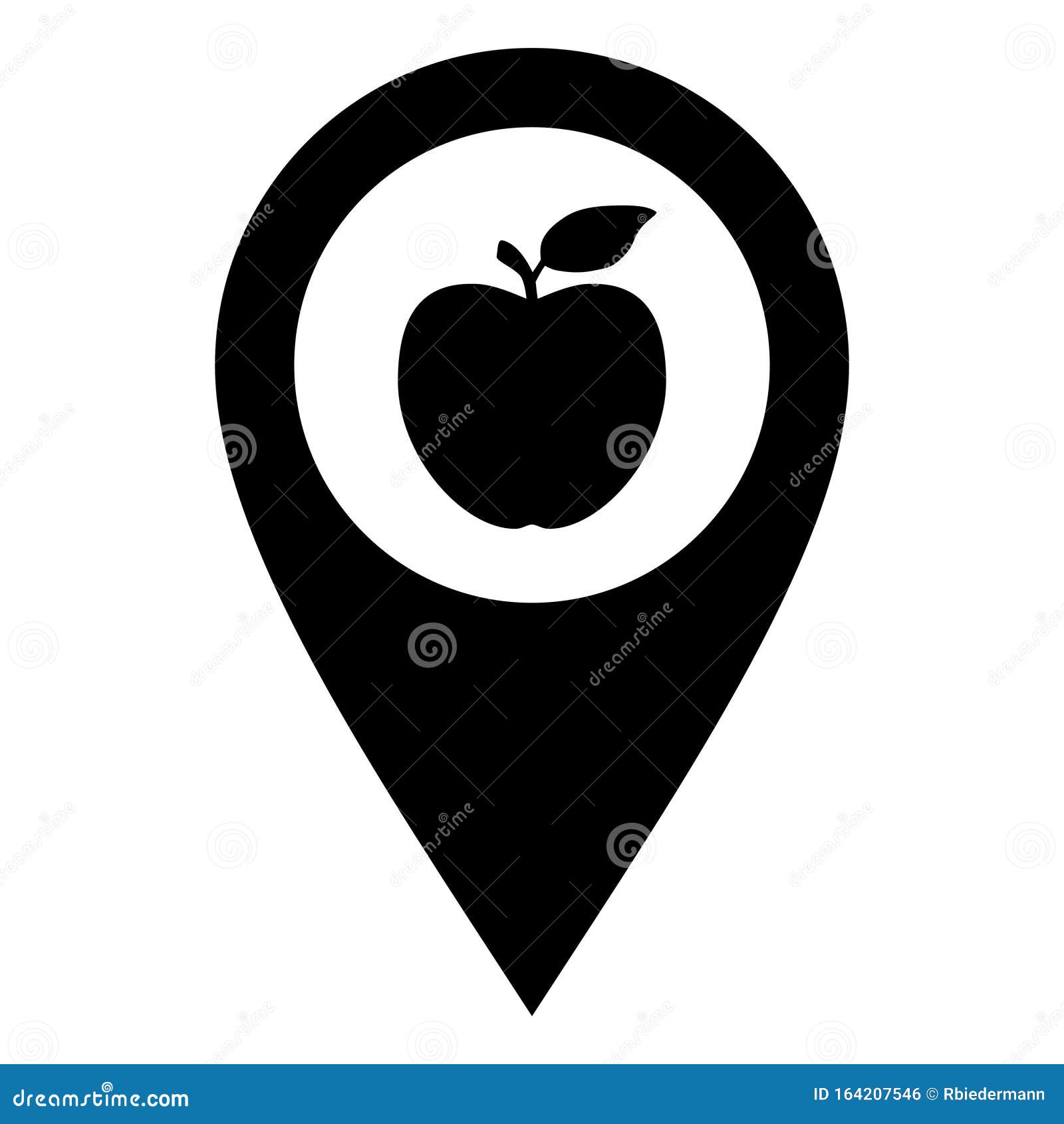 Apple and location pin stock vector. Illustration of black - 164207546