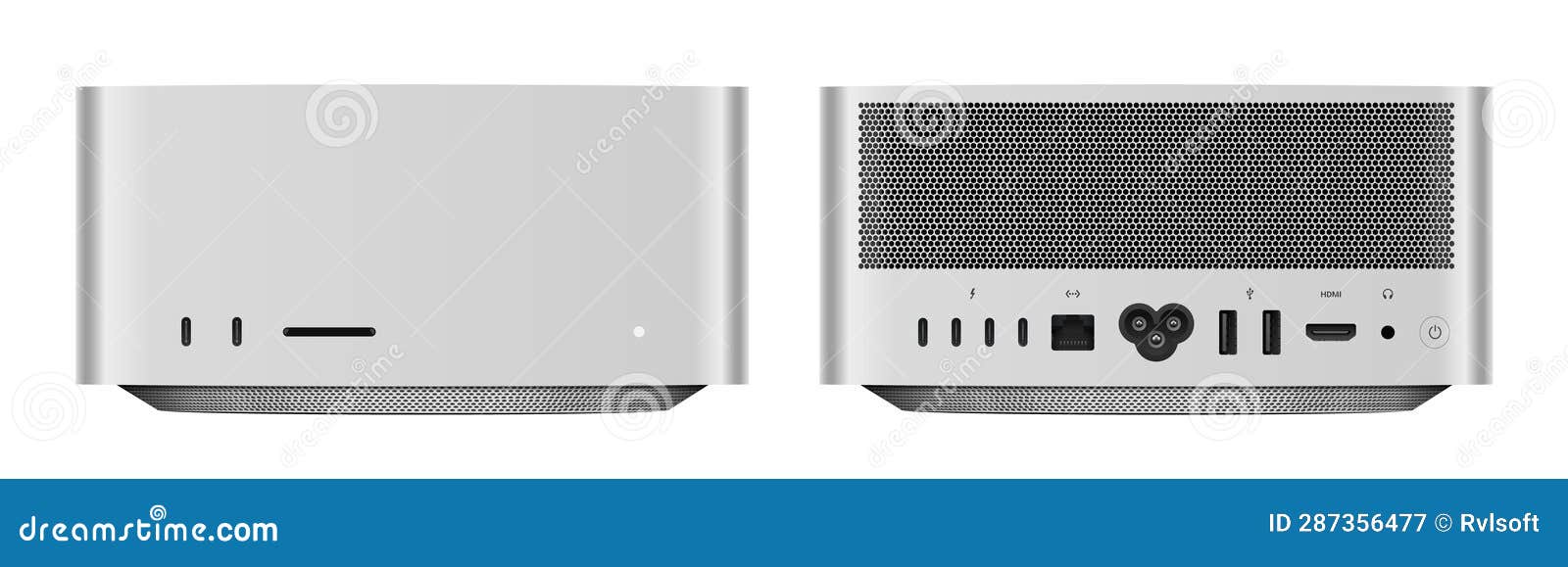 Apple Mac Studio with M1 Chip, Font View, Realistic Vector Illustration ...