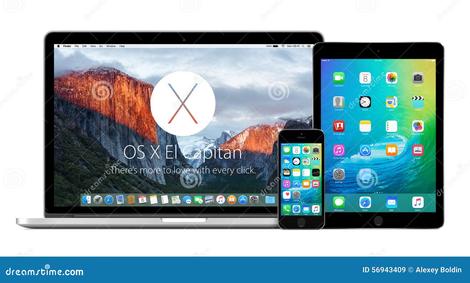 Apple Macbook Con OS X EL Capitan E IPad Del IPhone Con IOS 9 Imagen de archivo editorial ...