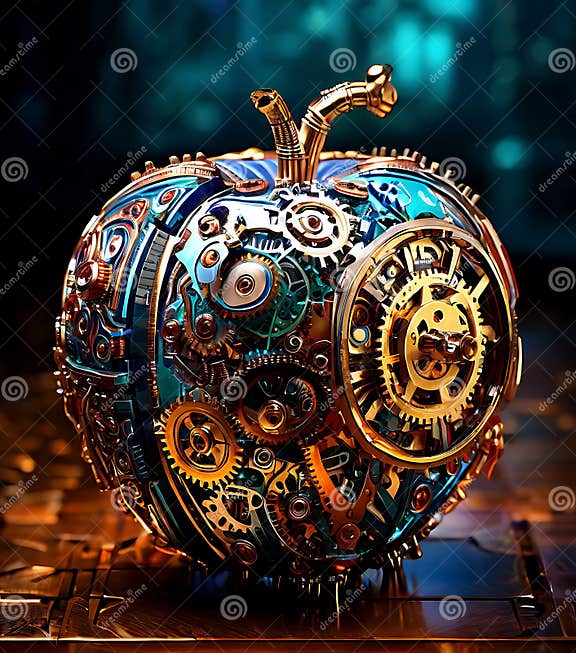 An Apple Made of Intricate Clockwork, with Tiny Gears and Cogs Exposed ...