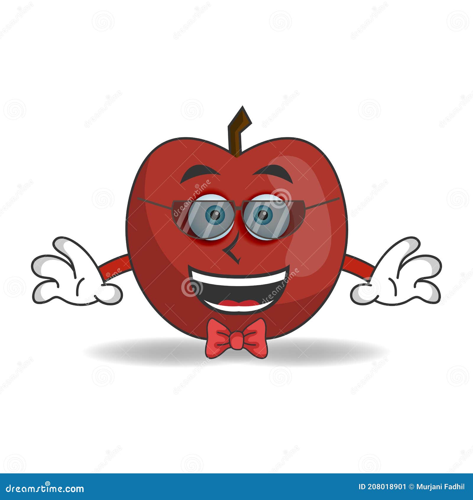 The Apple Mascot Character Becomes a Businessman. Vector Illustration ...