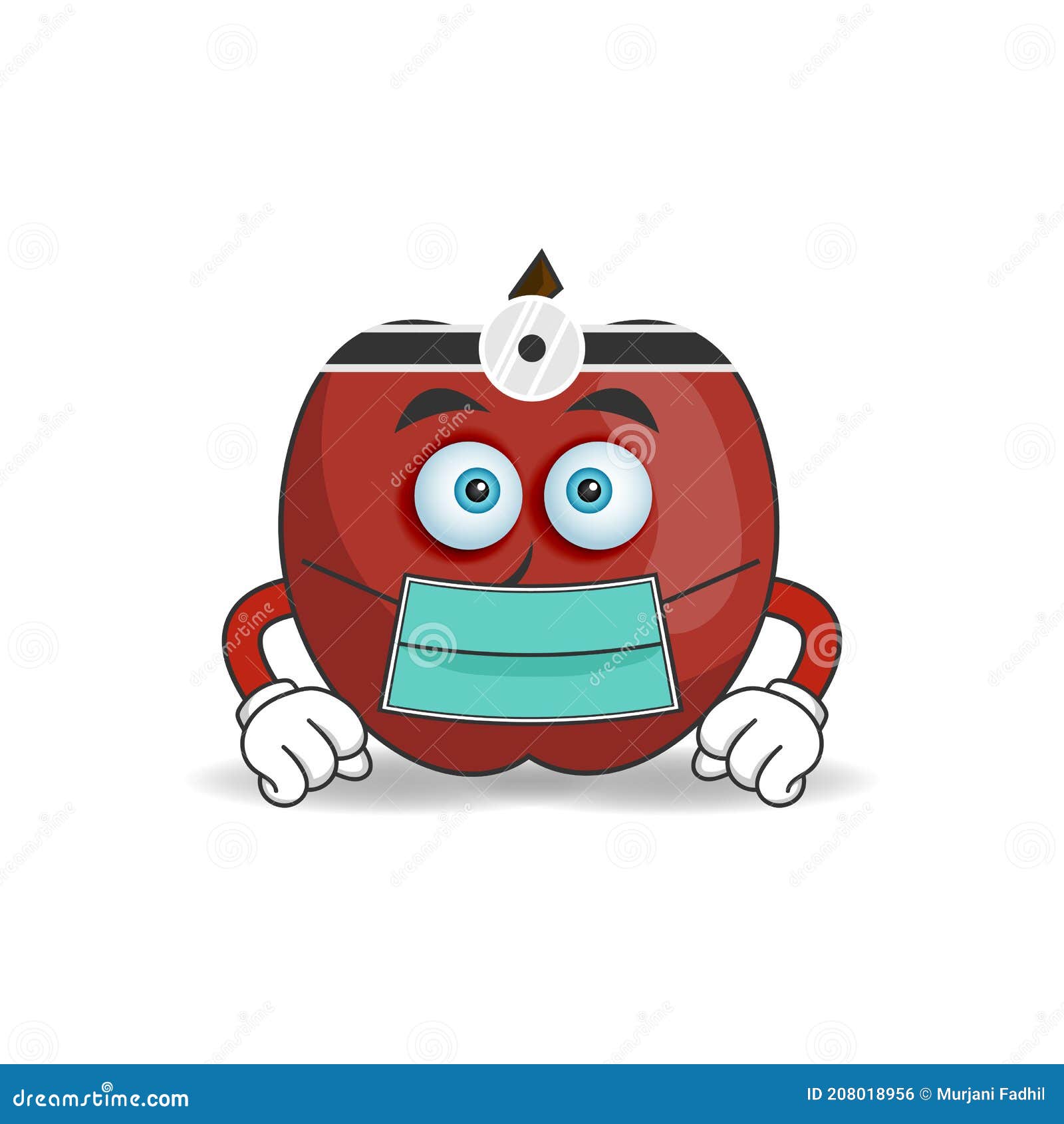 The Apple Mascot Character Becomes a Doctor. Vector Illustration Stock ...