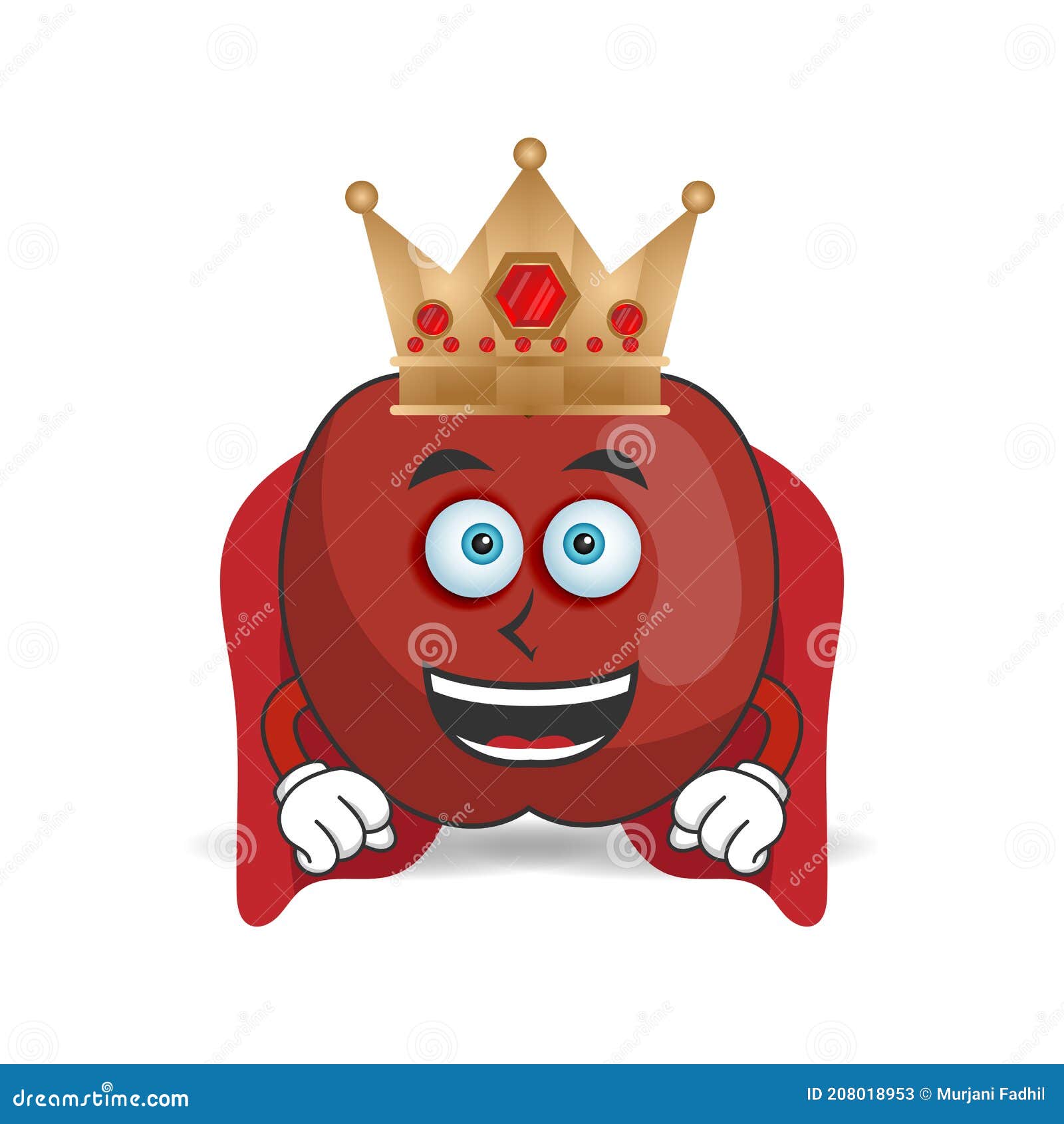 The Apple Mascot Character Becomes a King. Vector Illustration Stock ...