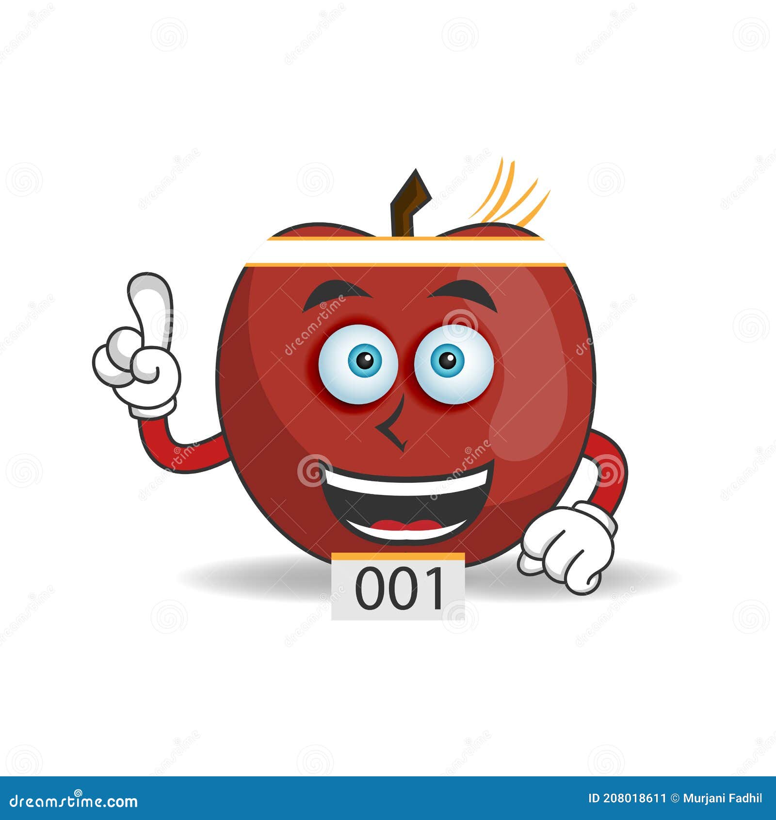 The Apple Mascot Character Becomes a Running Athlete. Vector ...