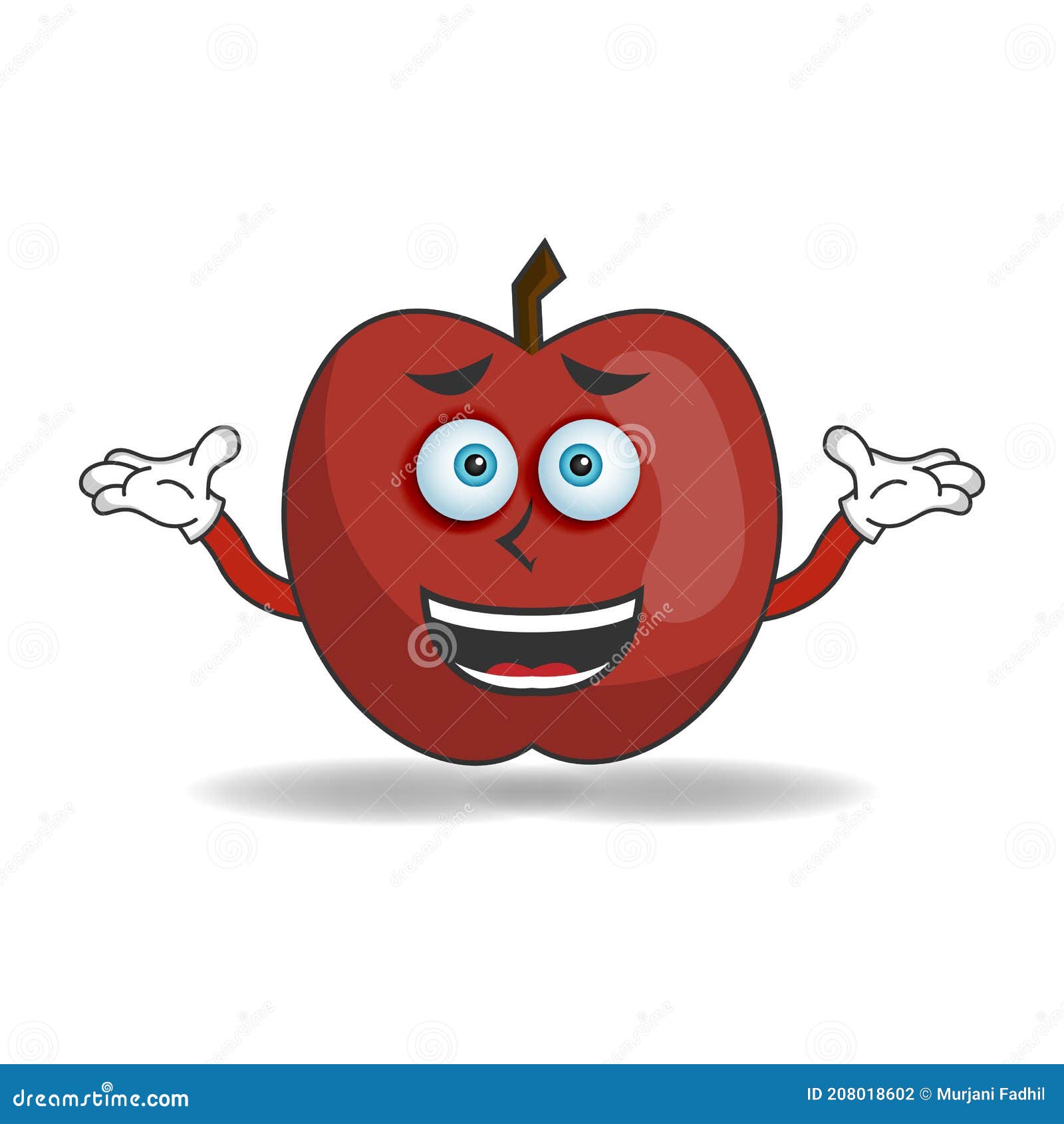 Apple Mascot Character with a Confused Expression. Vector Illustration ...