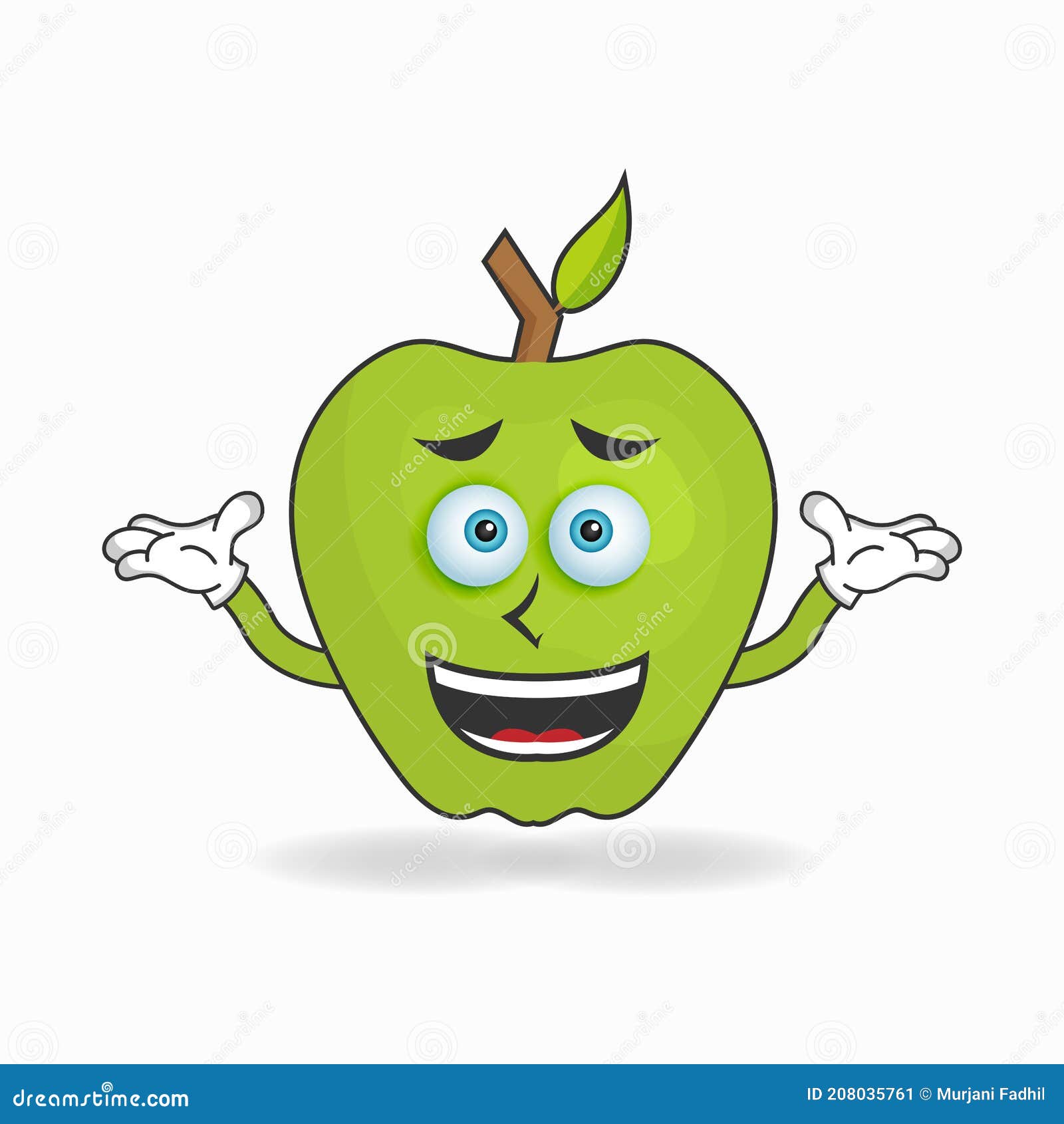 Apple Mascot Character with a Confused Expression. Vector Illustration ...