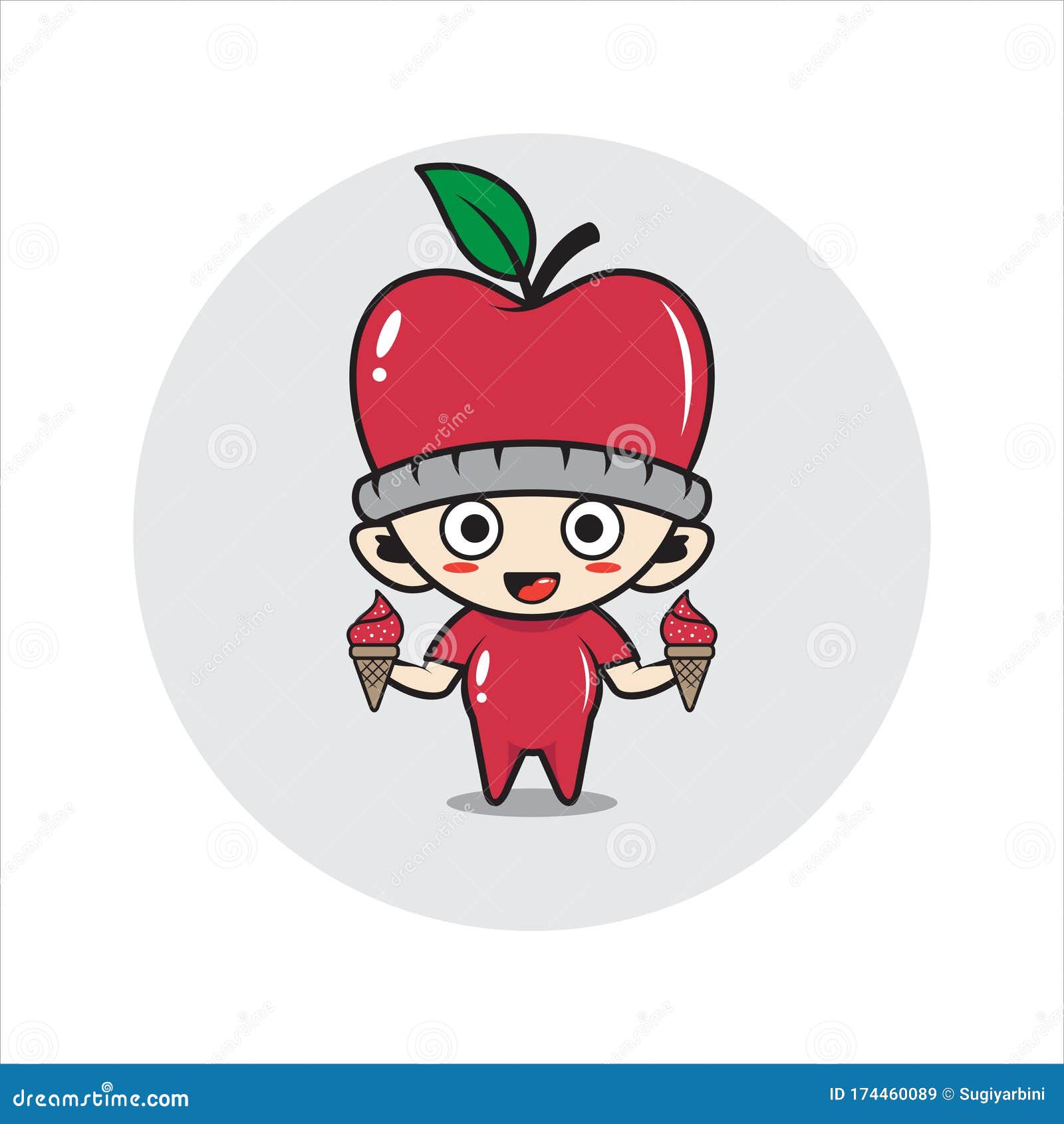 Apple Mascot Character Cute Stock Vector - Illustration of apple, happy ...