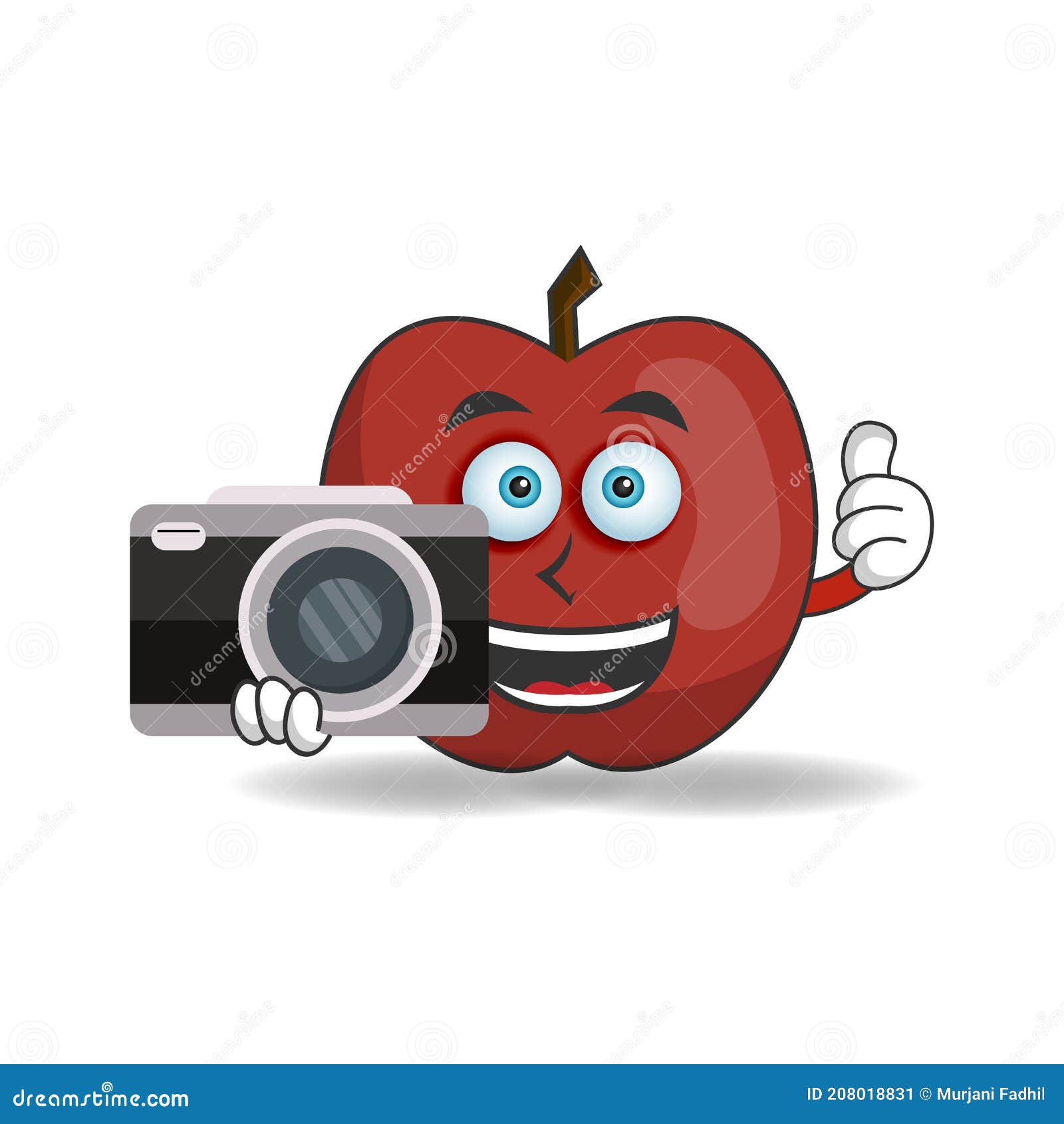 Apple Mascot Character Holding Camera. Vector Illustration Stock Vector ...