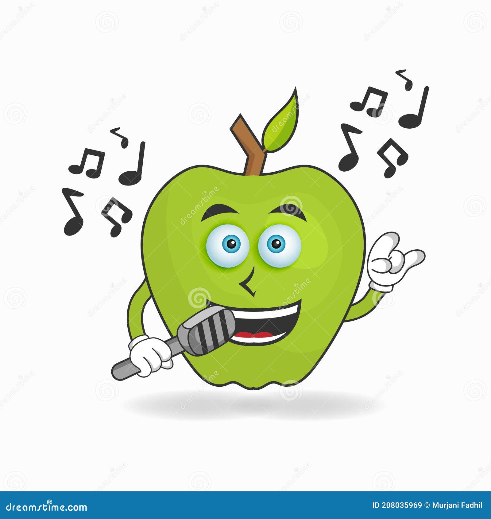 The Apple Mascot Character is Singing. Vector Illustration Stock Vector ...