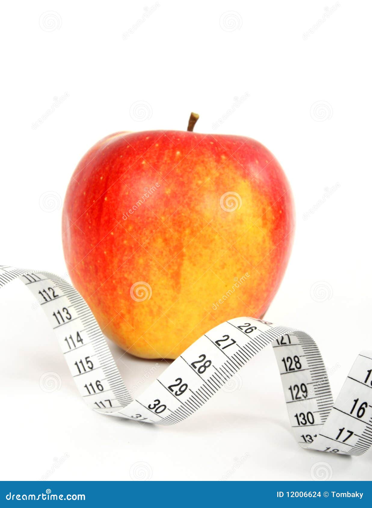 Apple and a measure tape stock photo. Image of object - 12006624