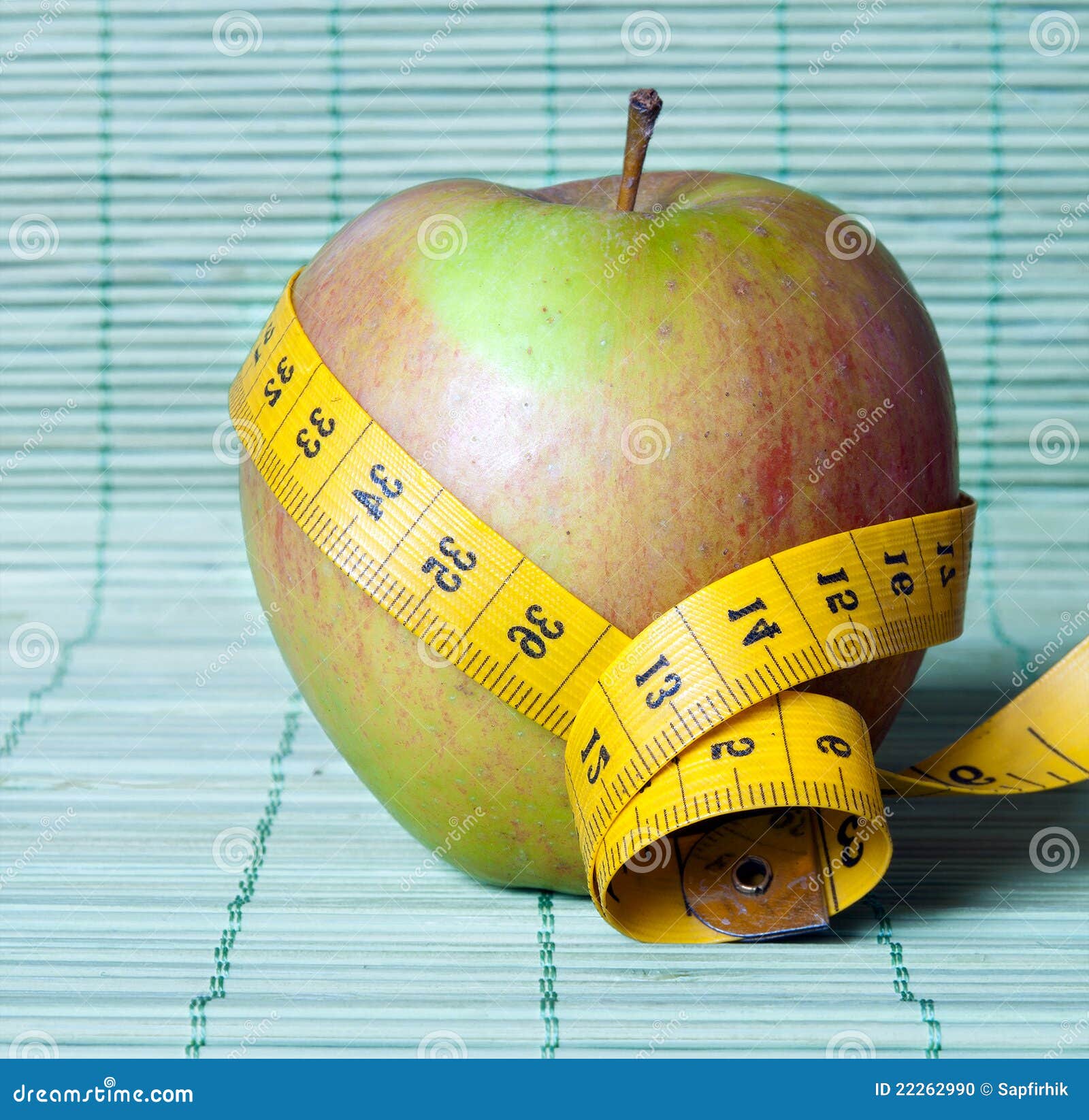 Apple with measure tape stock photo. Image of fruit, measurement - 22262990