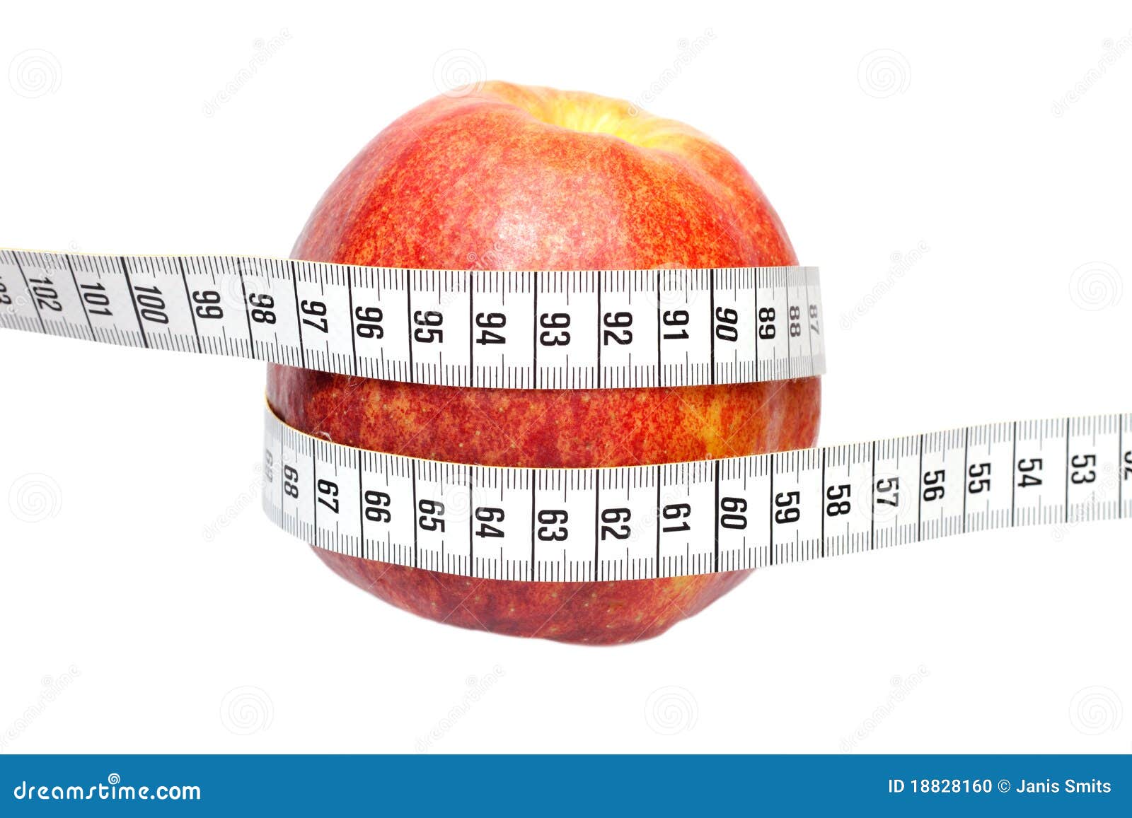 Apple and measuring tape. stock photo. Image of colored - 18828160