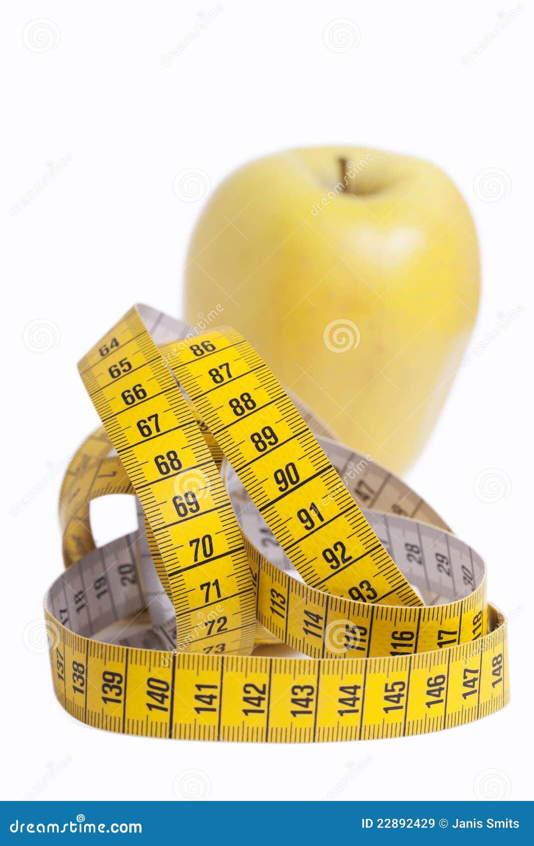 Apple and measuring tape. stock image. Image of still - 22892429