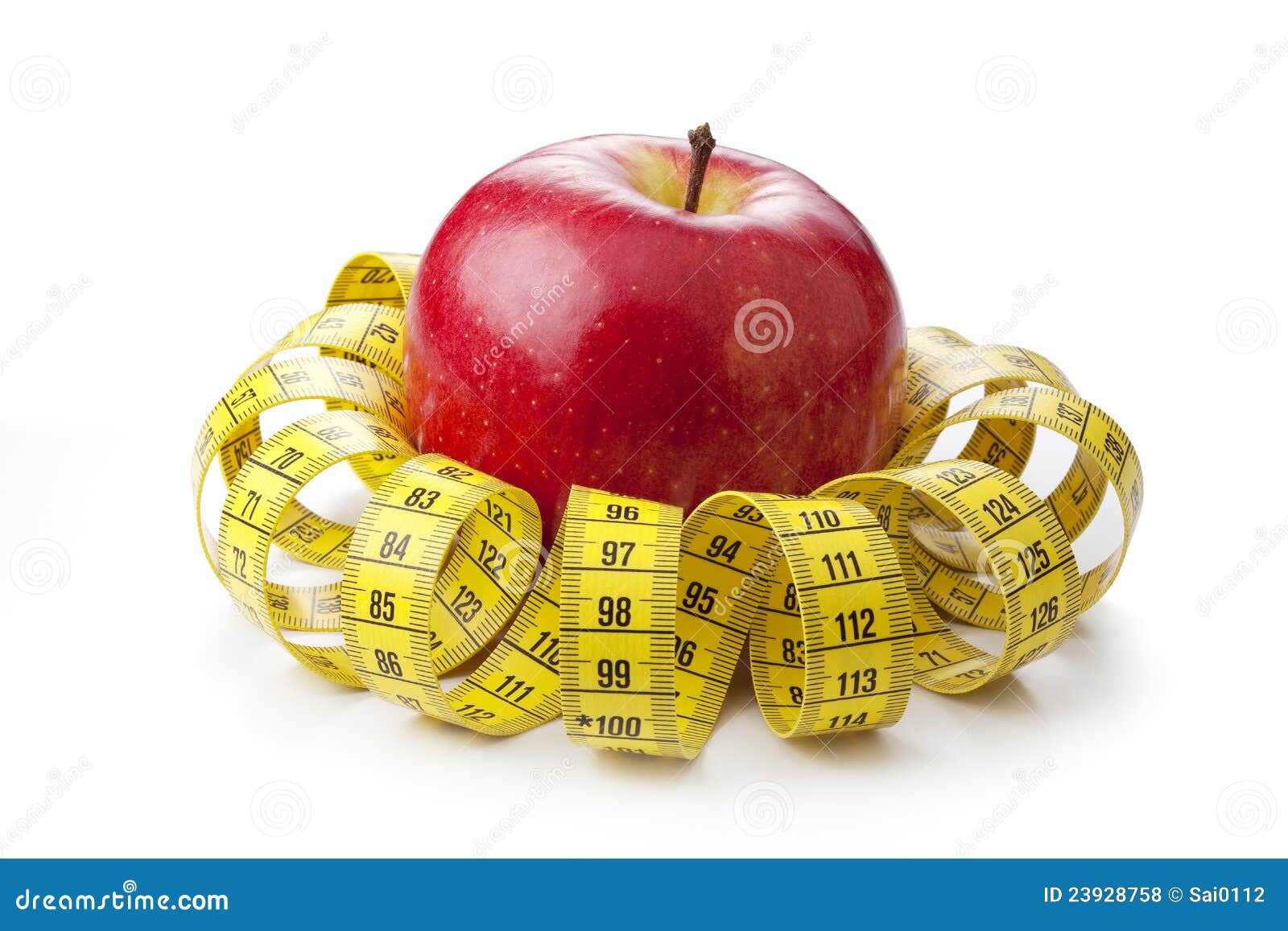 Apple and measuring tape stock photo. Image of food, green - 23928758