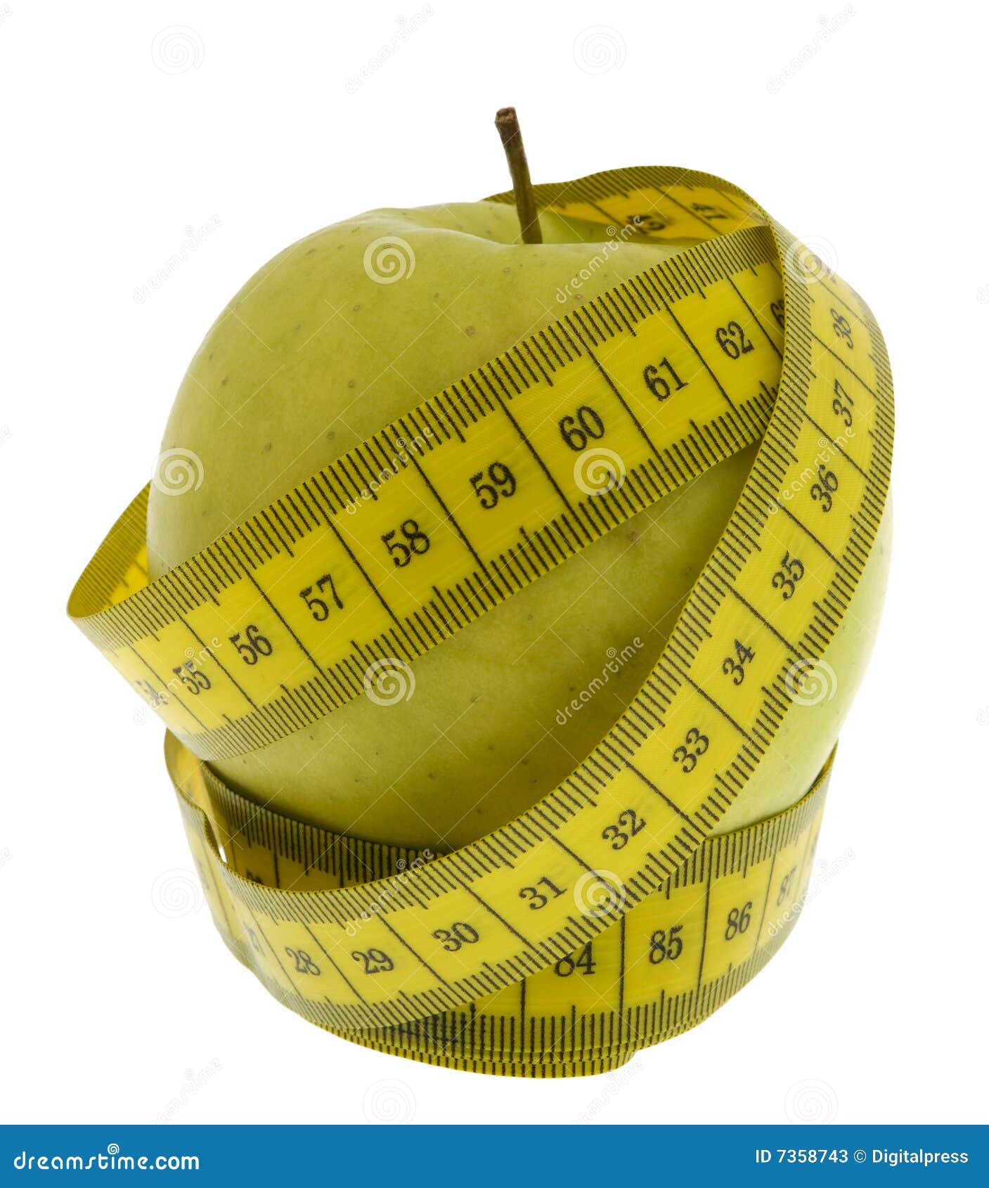 Apple with measuring tape stock image. Image of rearrangement - 7358743