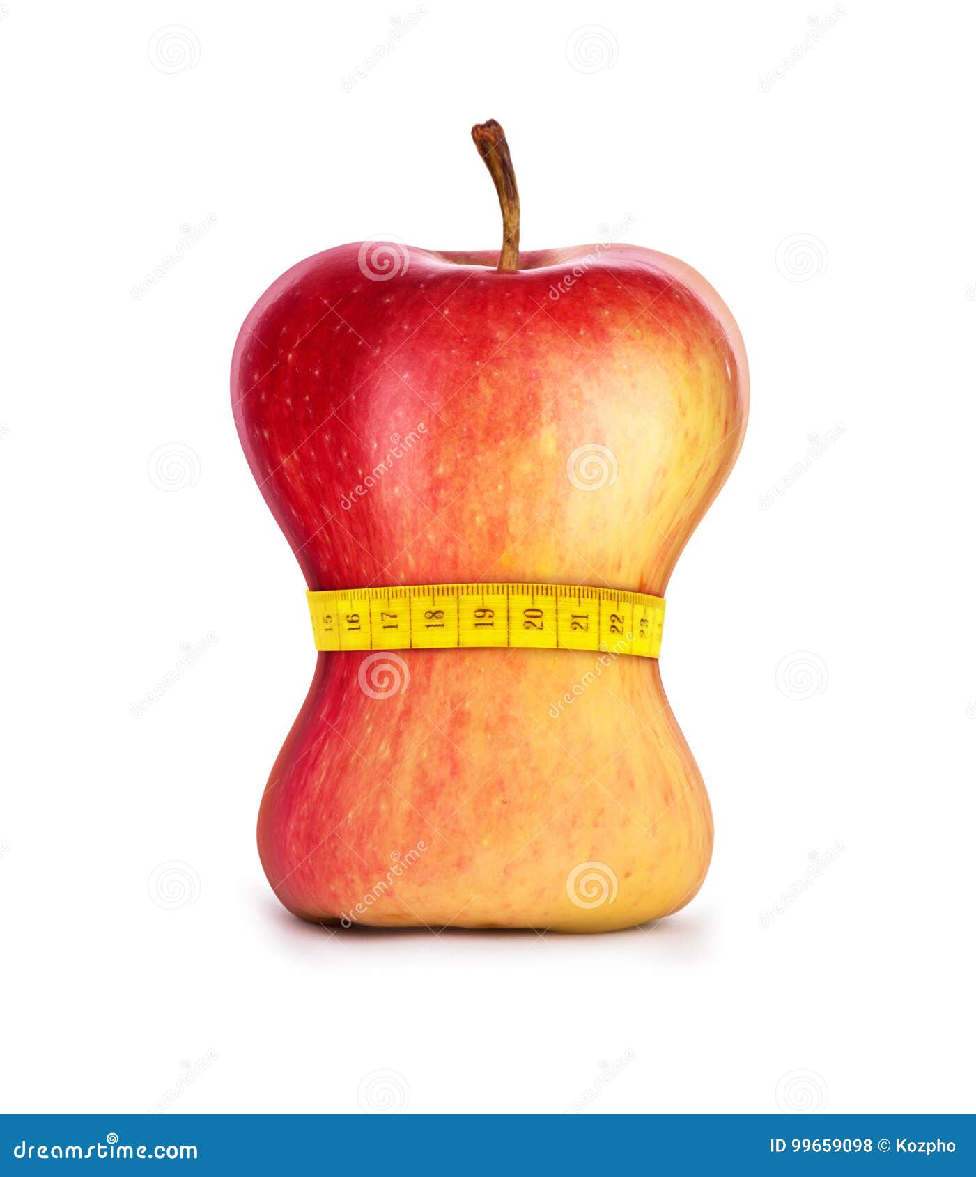 Apple with a Measuring Tape Around it Isolated on White Stock Photo ...