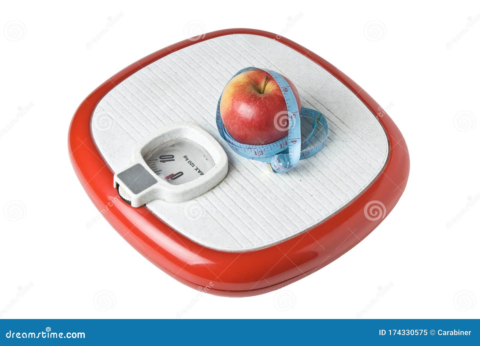 Apple and Measuring Tape on the Floor Scales Stock Image - Image of ...