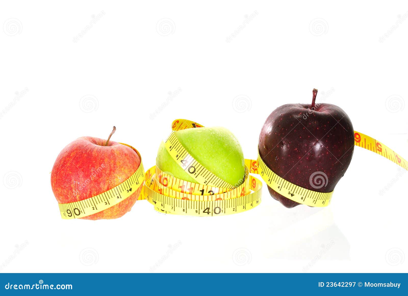Apple with Measuring Tape Isolated in White. Stock Image - Image of ...