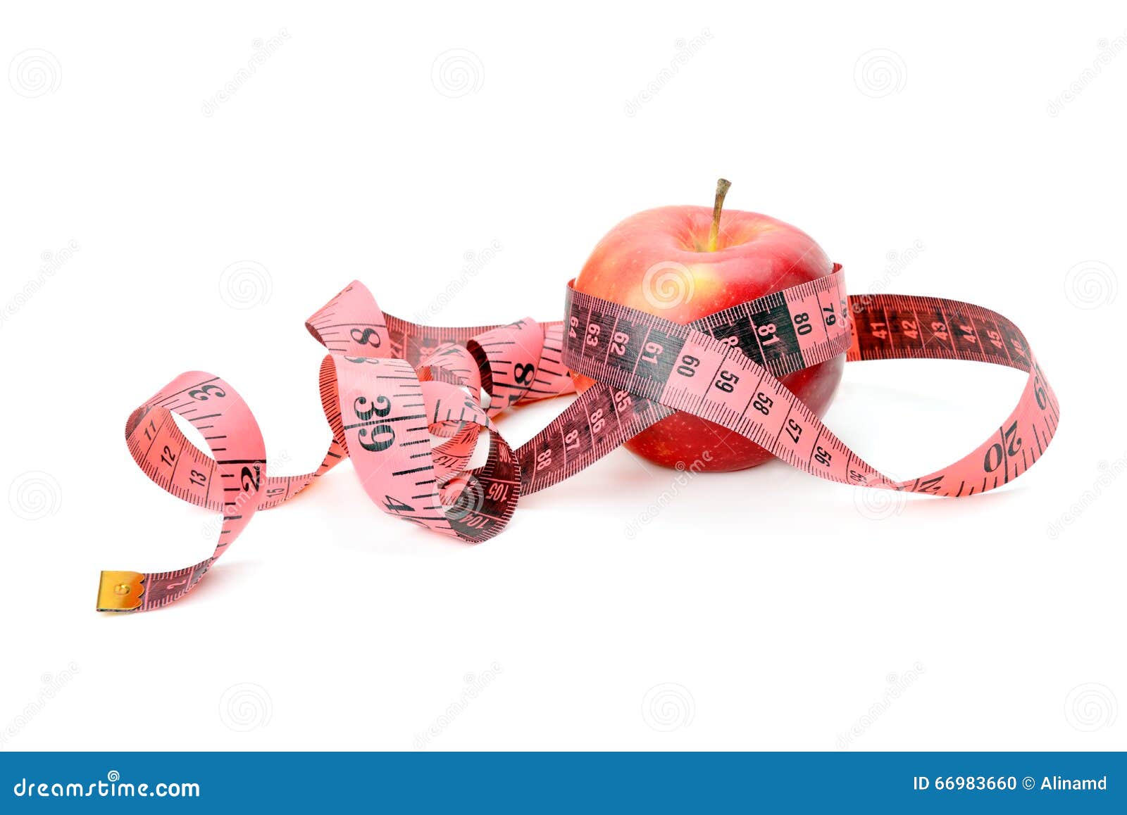 Apple and measuring tape stock photo. Image of food, control - 66983660