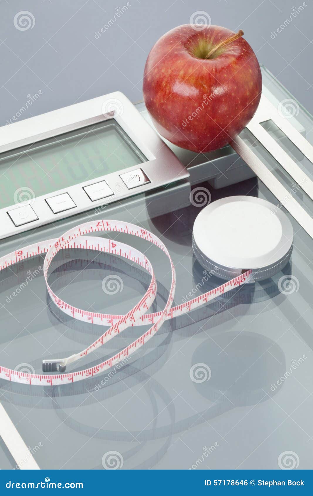 Apple and Measuring Tape on Scales Stock Photo - Image of apple, food ...