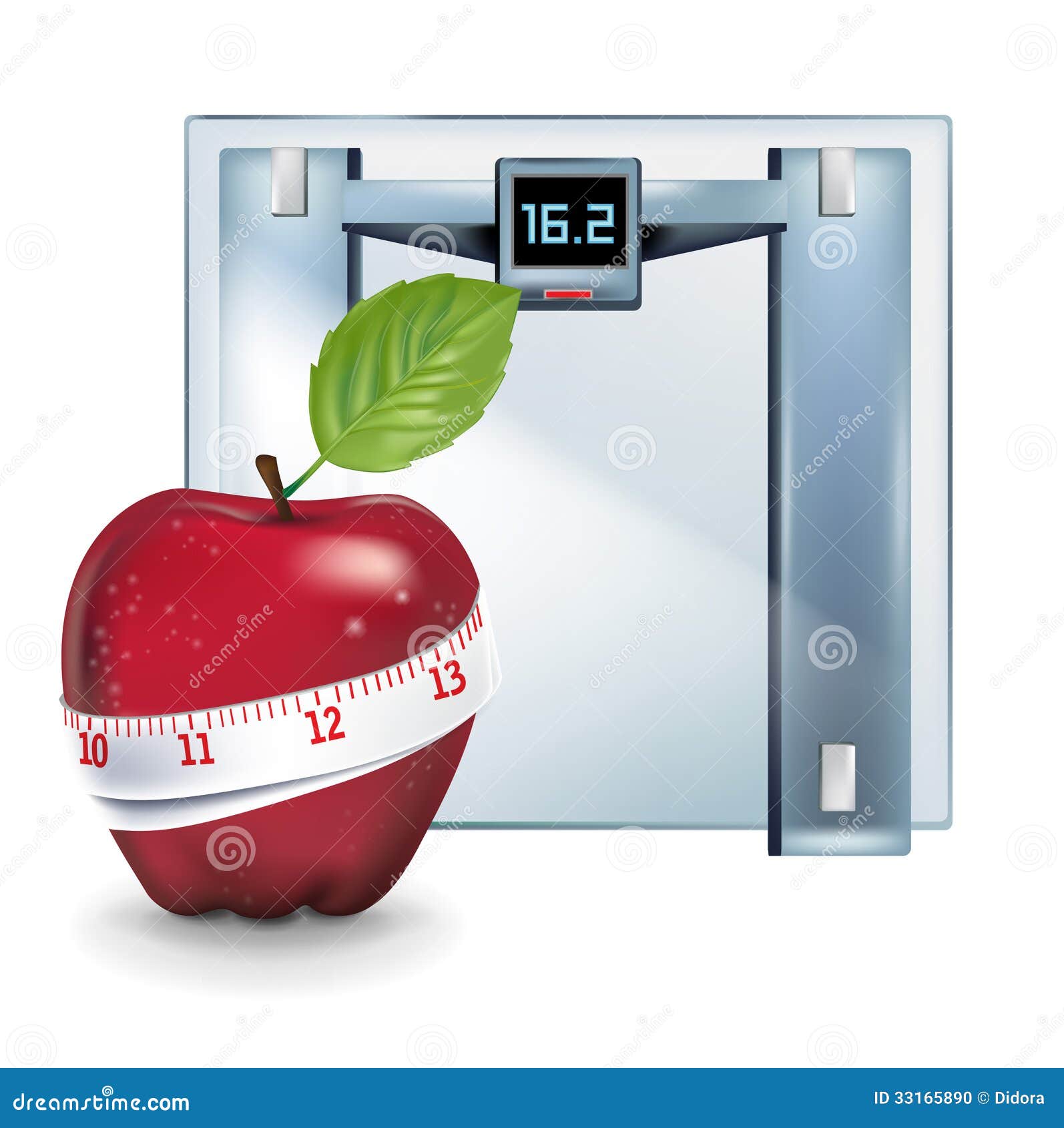 Apple with Measuring Tape and Weight Scale Isolated Stock Vector ...