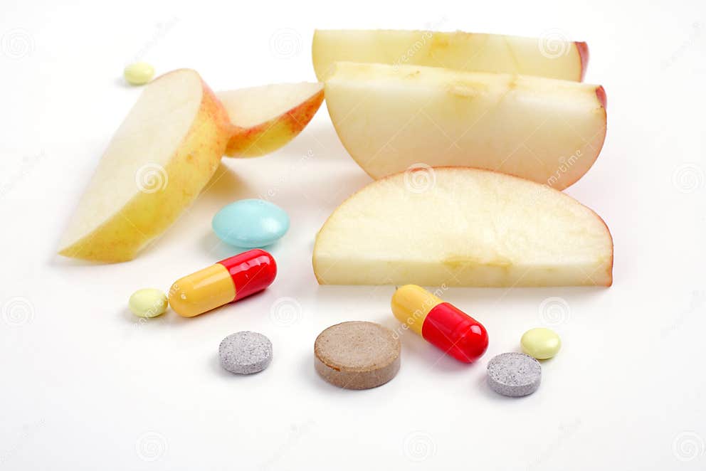 Apple and medical tablets stock photo. Image of colorful - 13638796