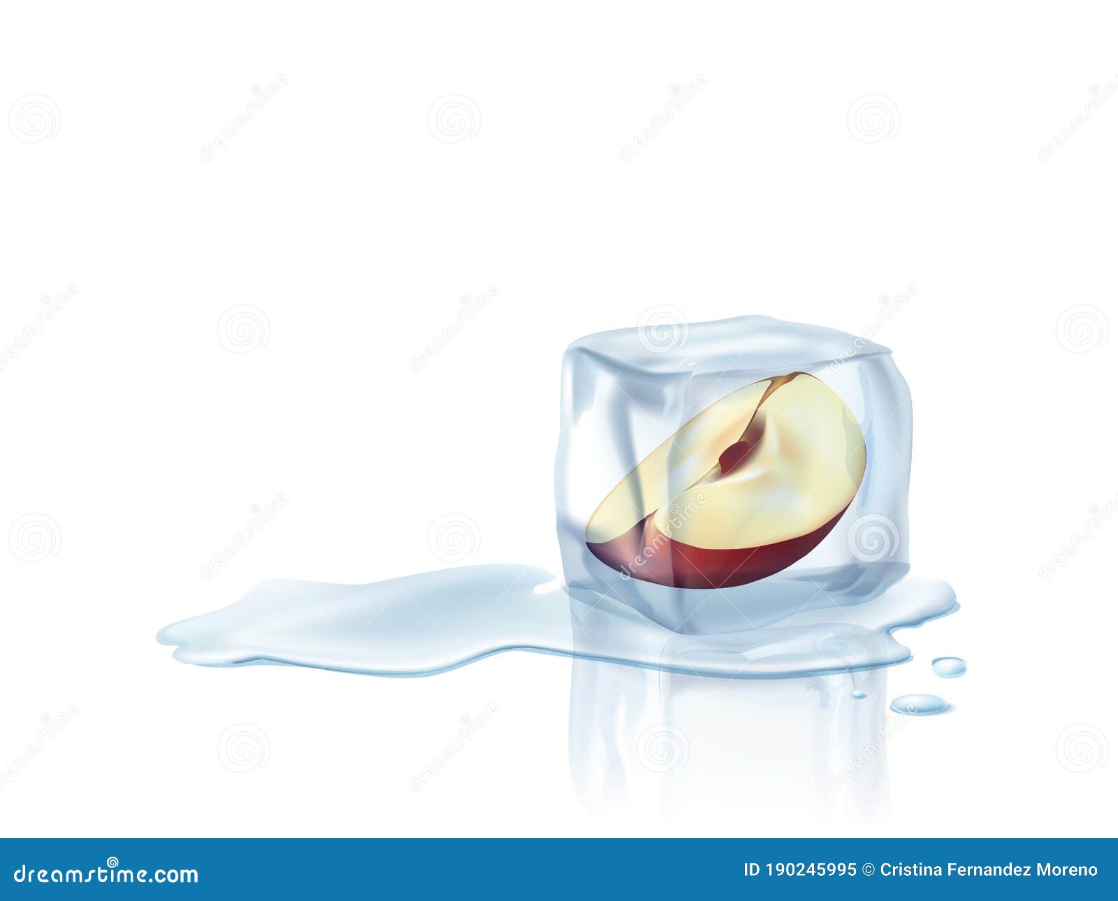 Apple in a melted ice cube stock illustration. Illustration of apple ...