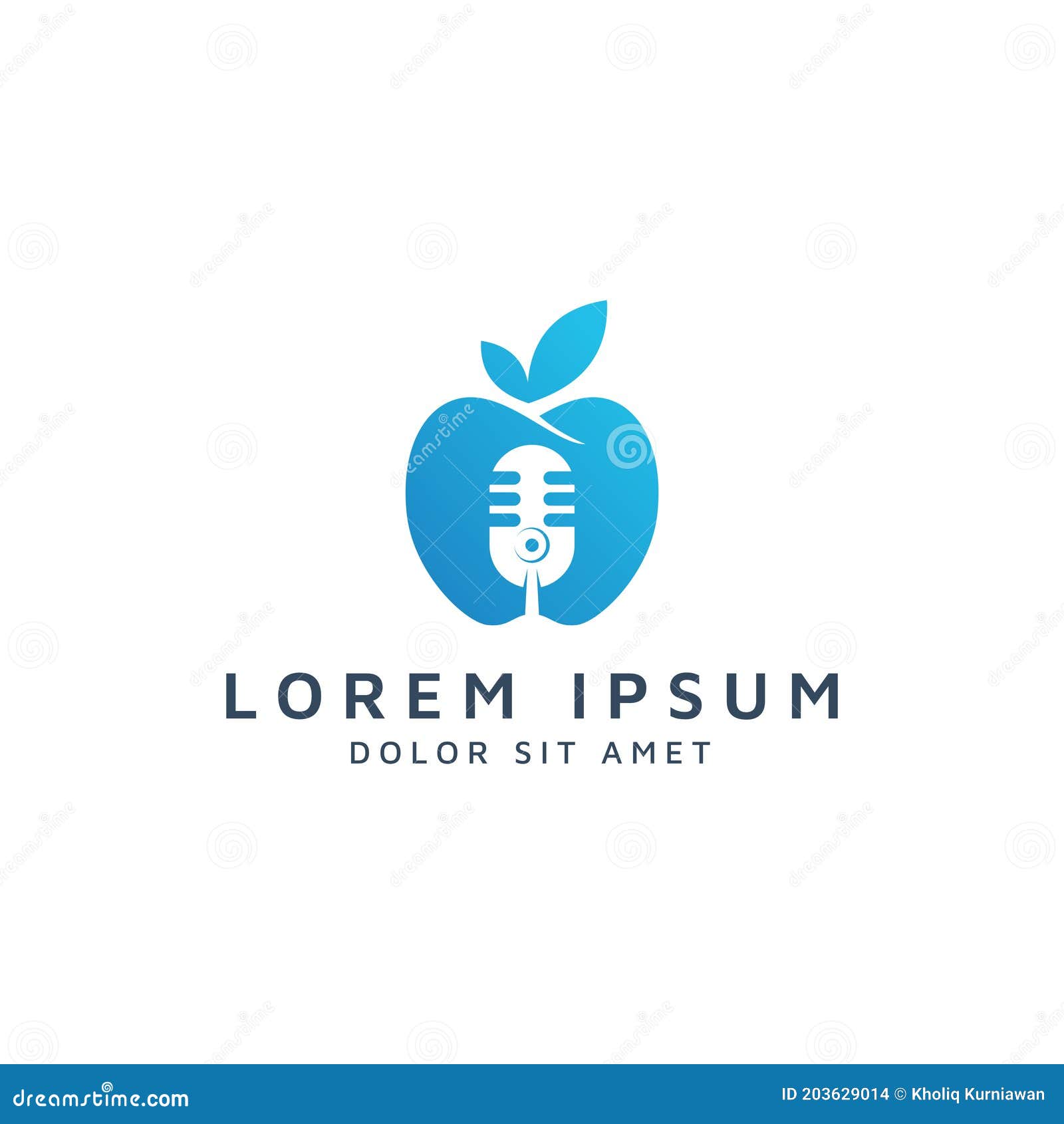 Apple and Microphone Negative Space Logo Design Stock Vector ...