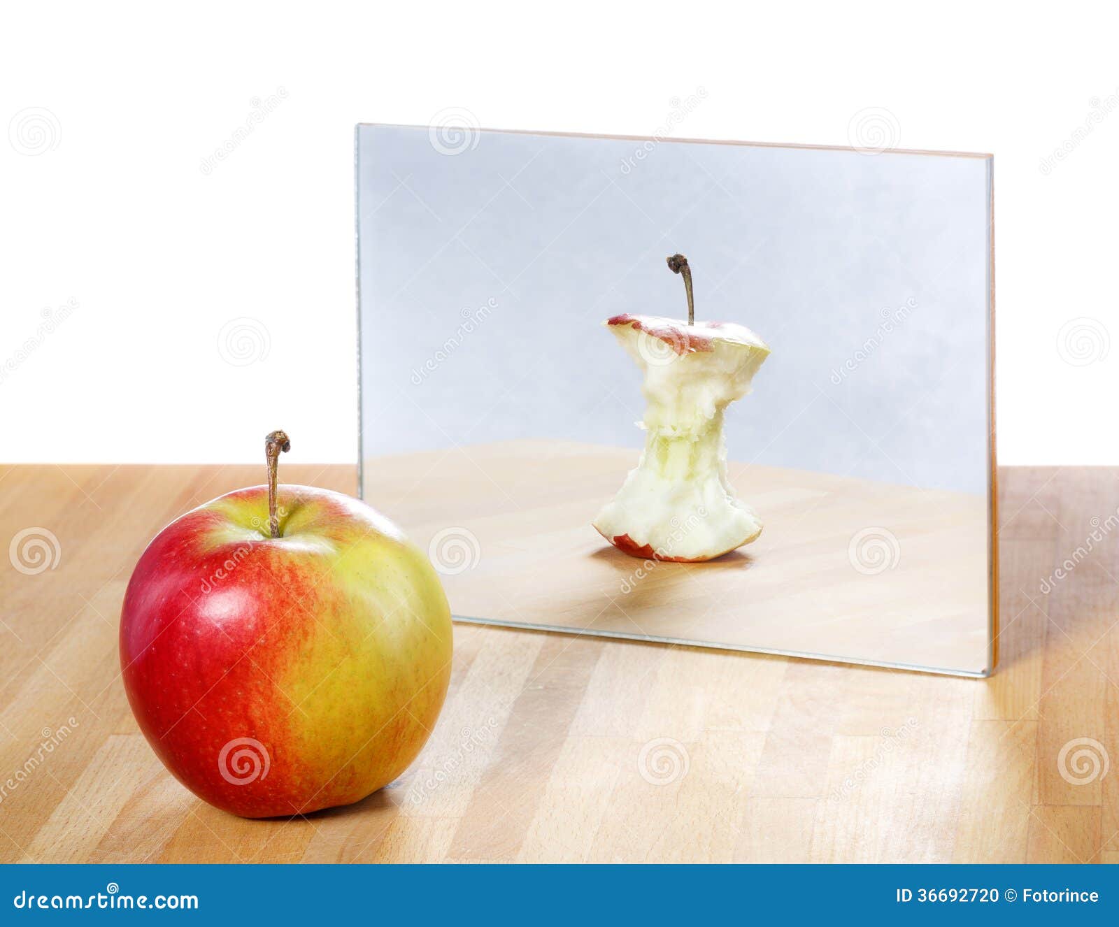 Apple in the mirror image stock photo. Image of fresh - 36692720