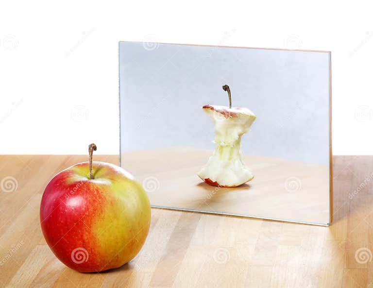 Apple in the mirror image stock photo. Image of fresh - 36692720