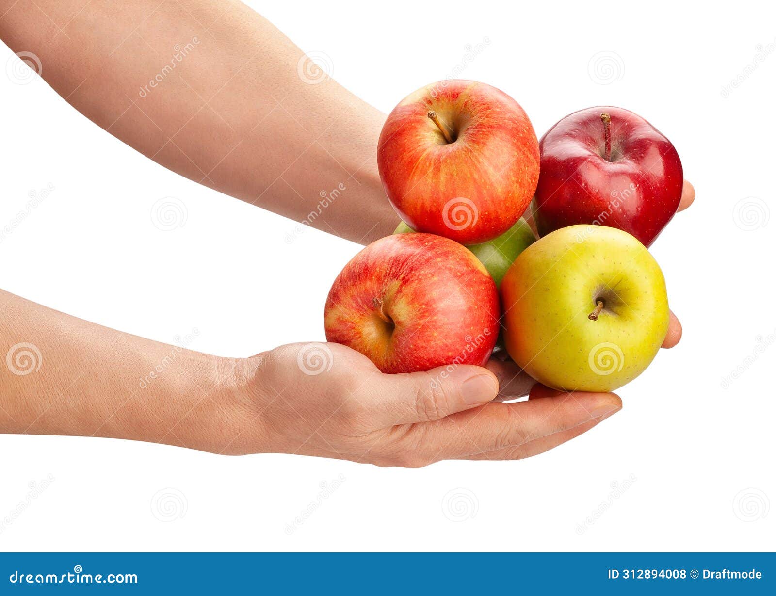 Apple Mix in Hand Path Isolated Stock Photo - Image of holding ...