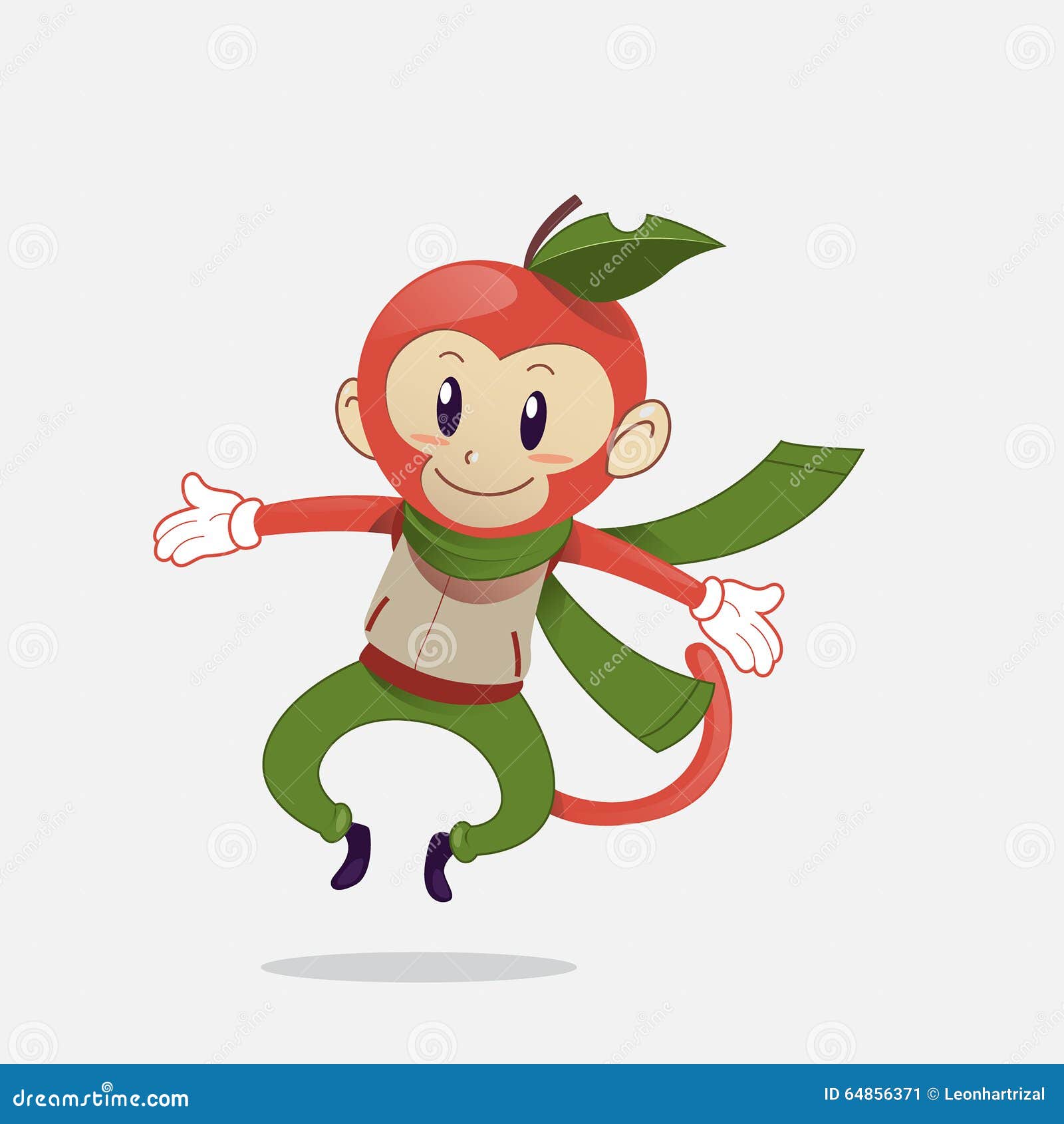 Apple monkey stock vector. Illustration of cartoon, apple - 64856371