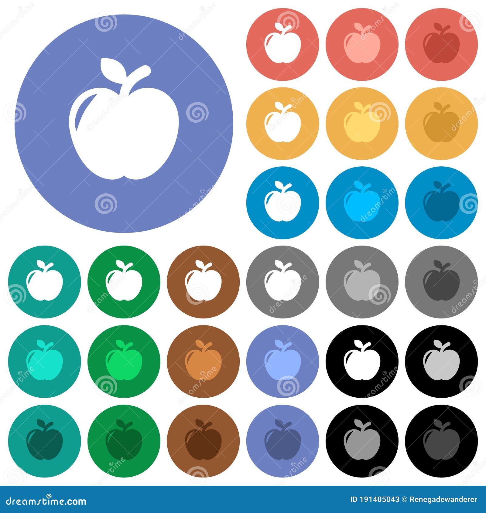 Apple Round Flat Multi Colored Icons Stock Vector - Illustration of ...