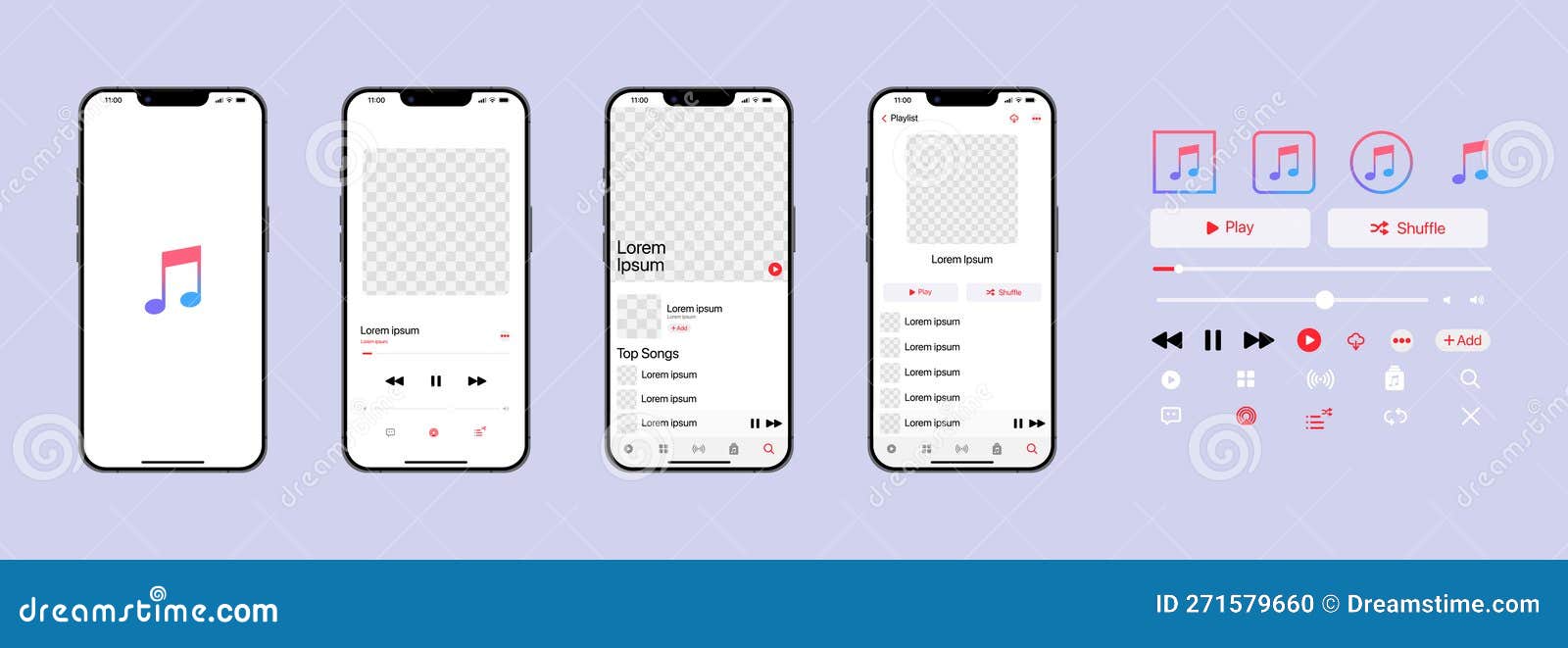Apple Music Interface. Music App. Application Template on Iphone Mockup ...