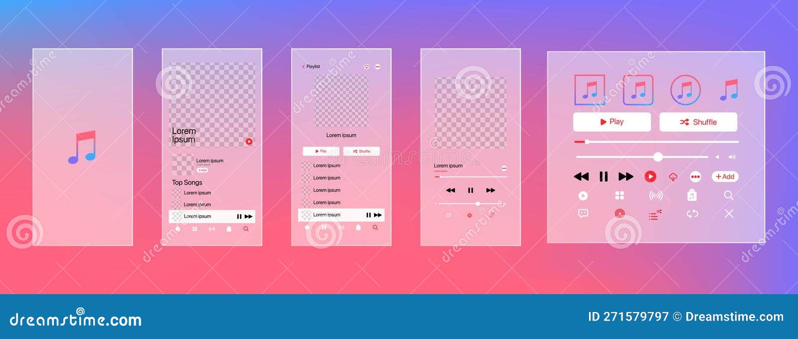 Apple Music Interface. Music App. Application Template on Iphone Mockup ...