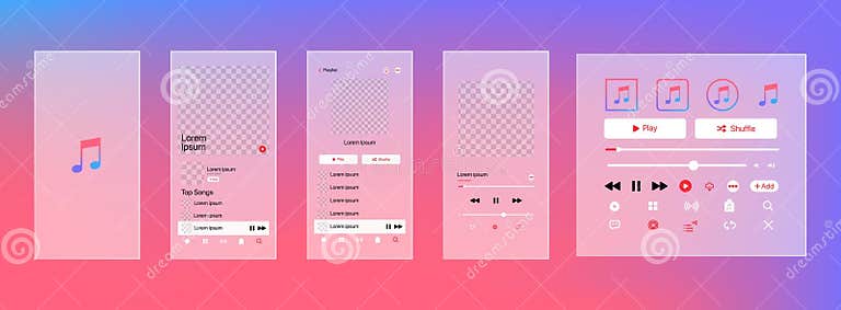 Apple Music Interface. Music App. Application Template on Iphone Mockup ...