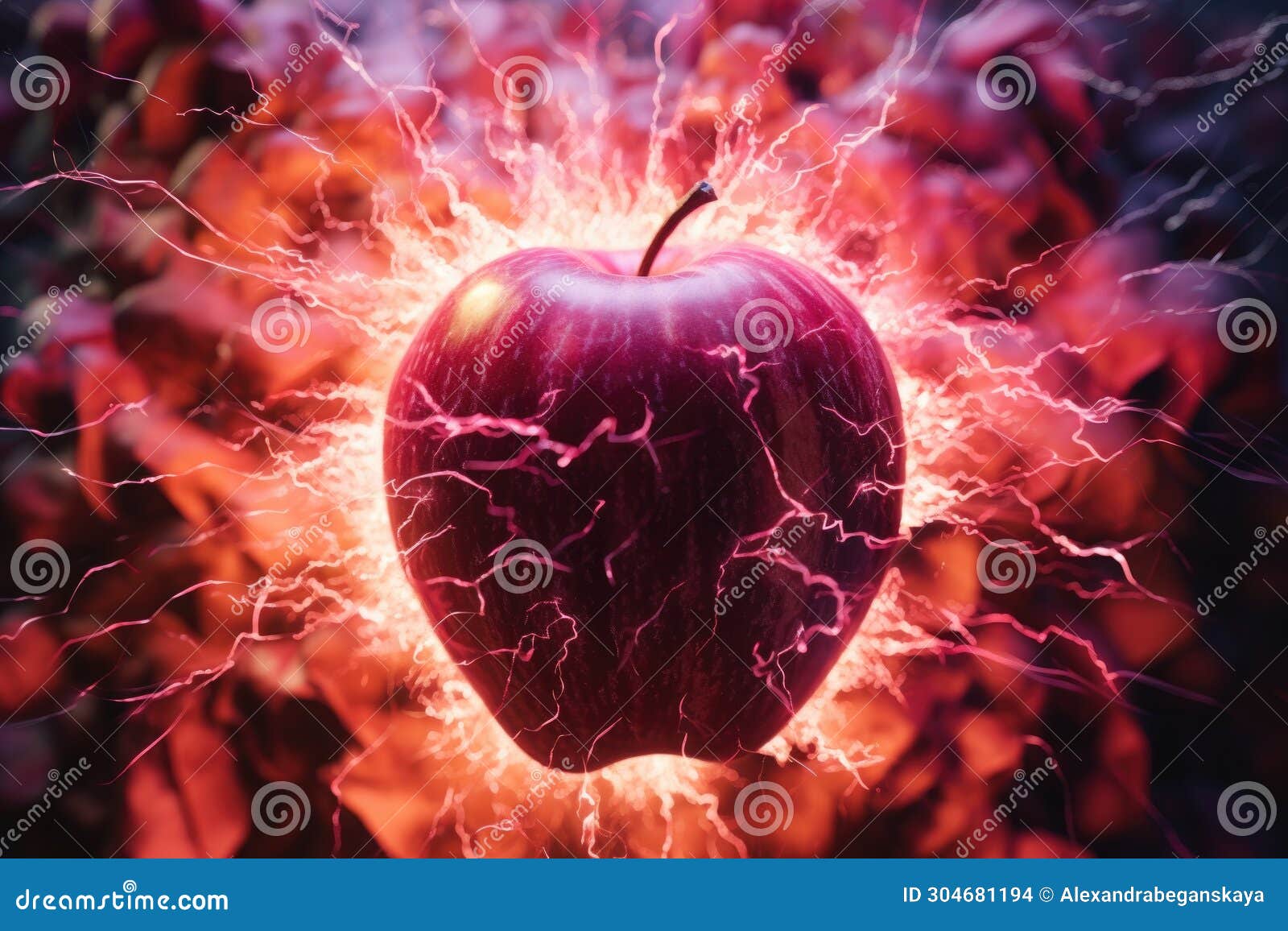Apple in Mystical Fire stock illustration. Illustration of food - 304681194