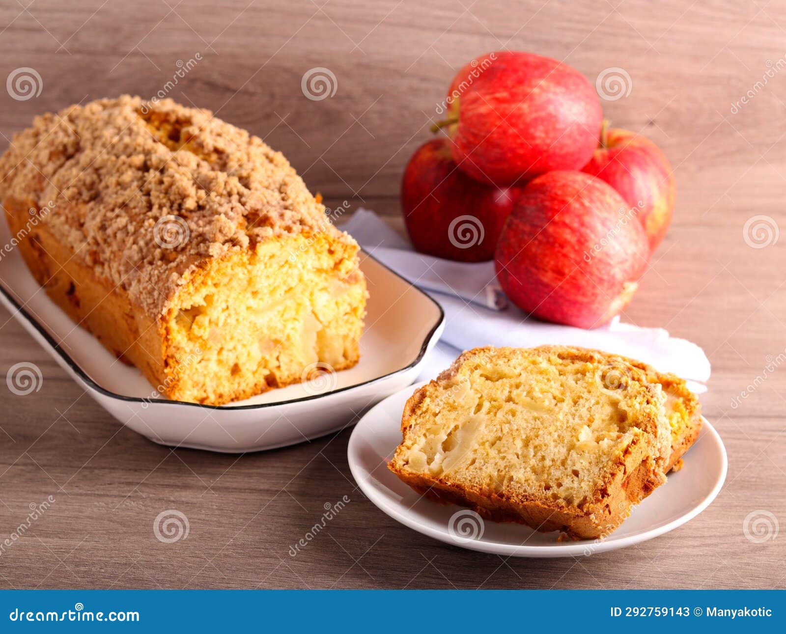 Apple and nut cake stock image. Image of sweet, loaf - 292759143