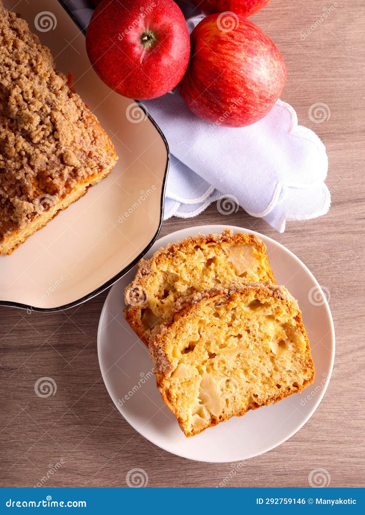 Apple and nut cake stock photo. Image of bread, snack - 292759146