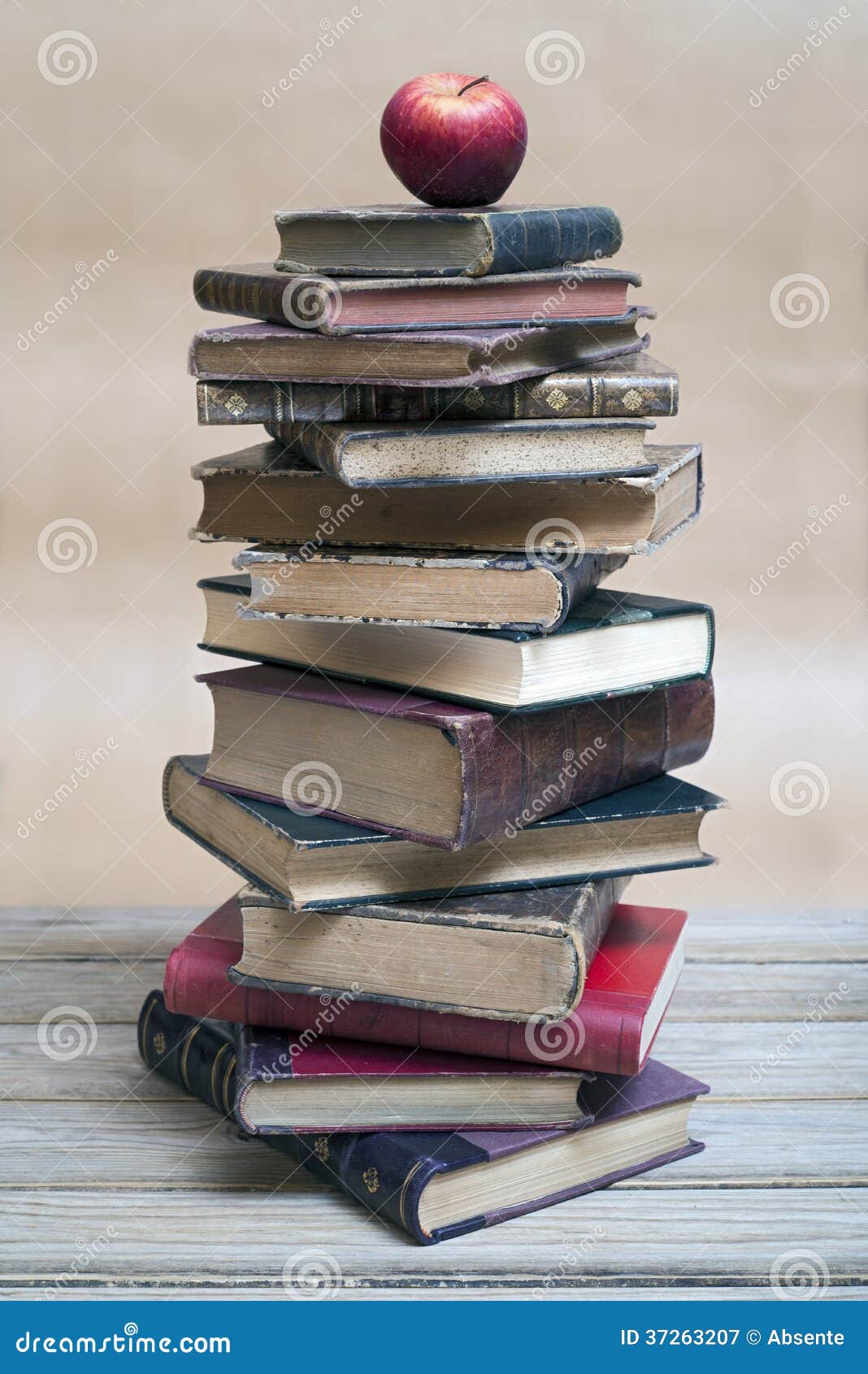 Apple and old books stock image. Image of school, wood - 37263207