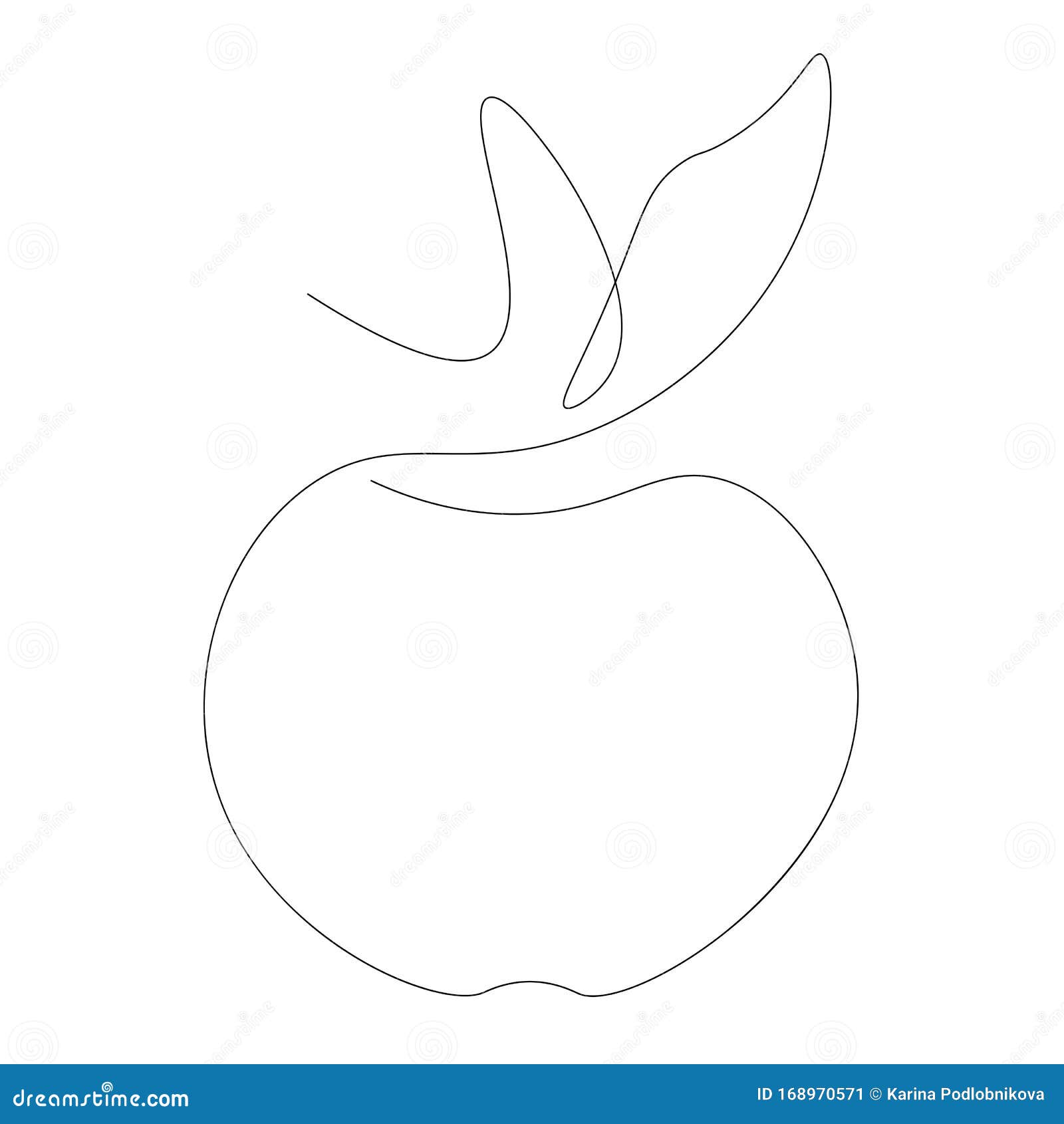 Apple One Line Drawing on White Background Vector Stock Vector ...