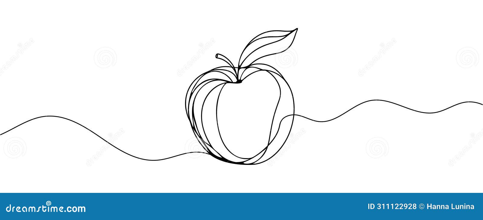 Apple in One Line. Vector Minimalist Linear Apple Illustration. Stock ...