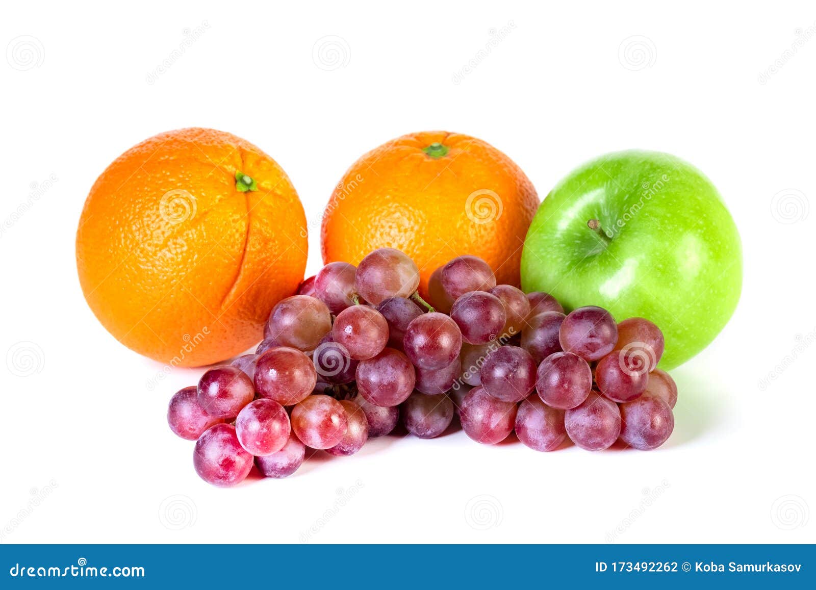 Apple, Orange and Grape Isolated on White Background Stock Photo ...