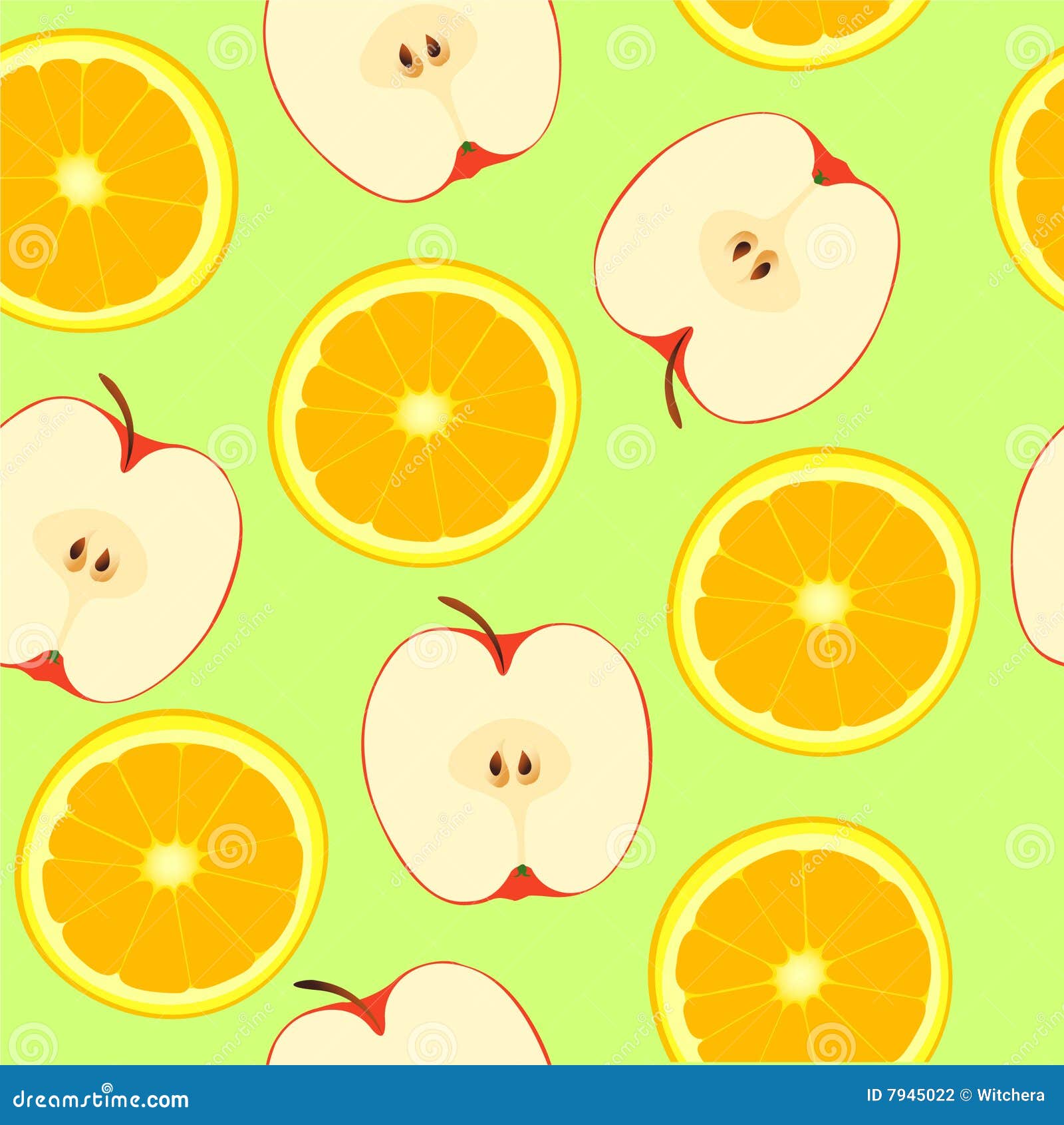 Apple and Orange, Seamless Pattern Stock Illustration - Illustration of ...