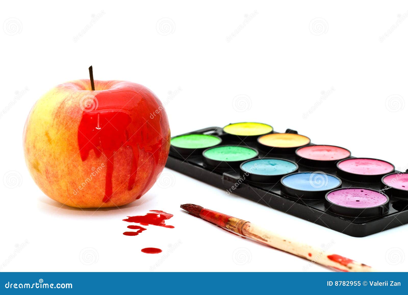Apple and paints stock image. Image of group, painter - 8782955