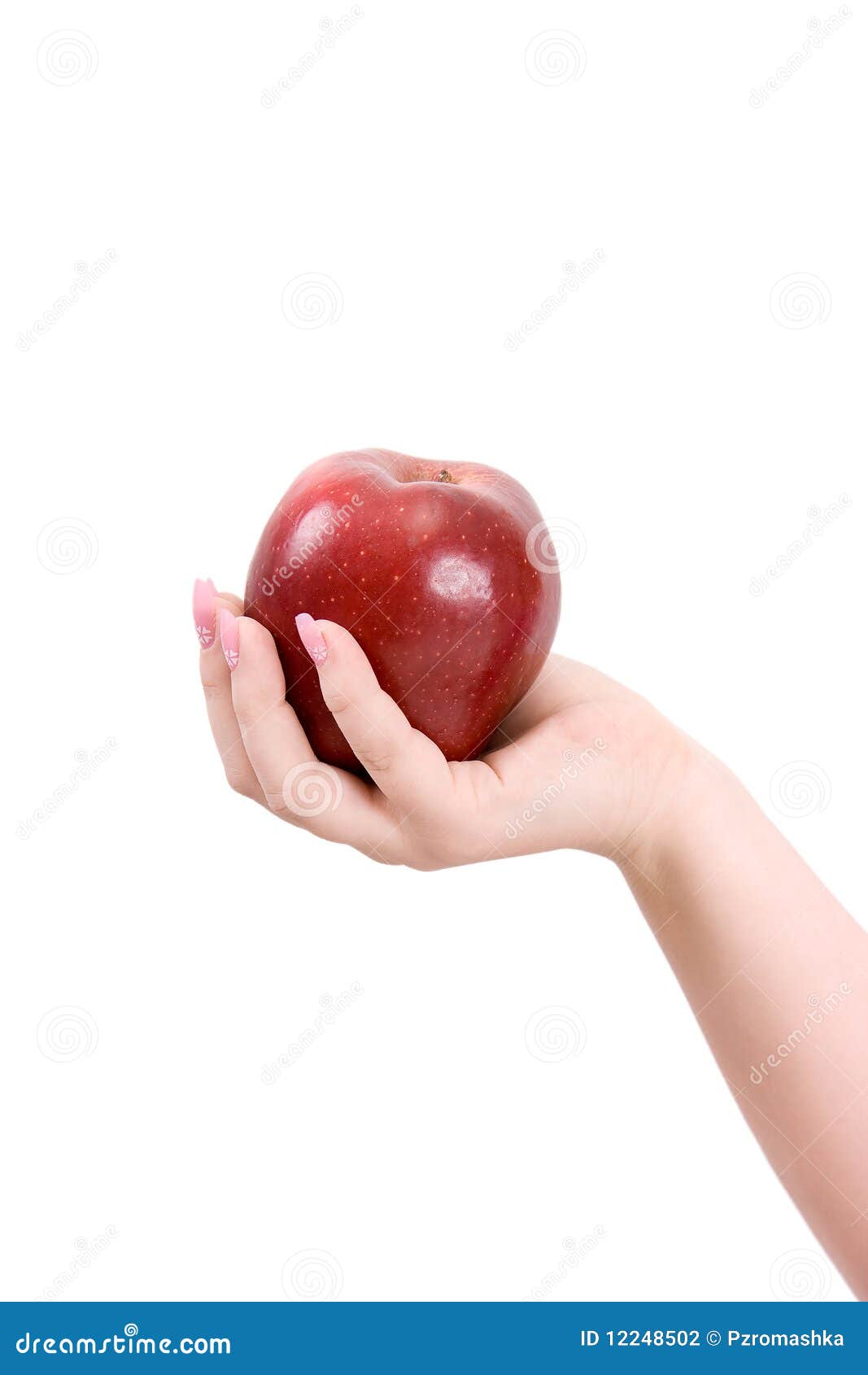 Apple on a palm stock photo. Image of freshness, closeup - 12248502