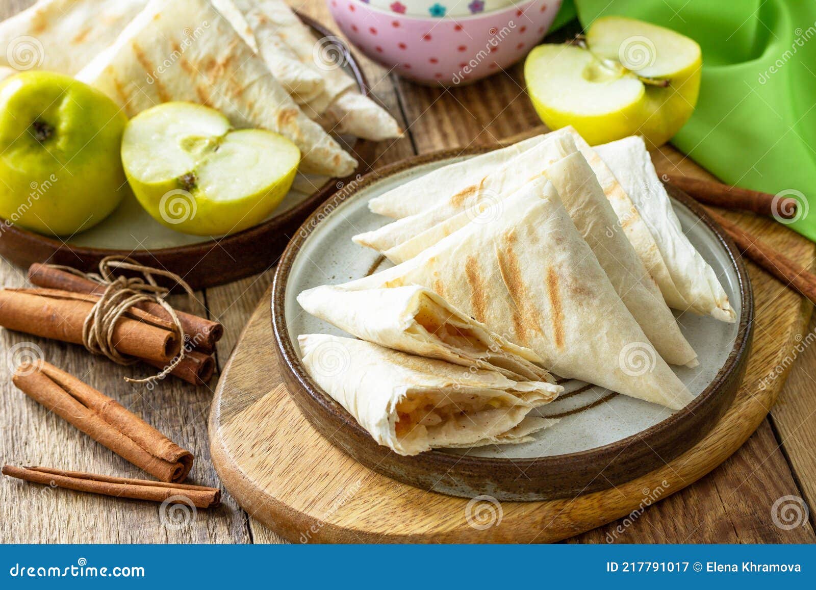 Apple Pastries for Breakfast. Grilled Lavash Triangle with Apples and ...